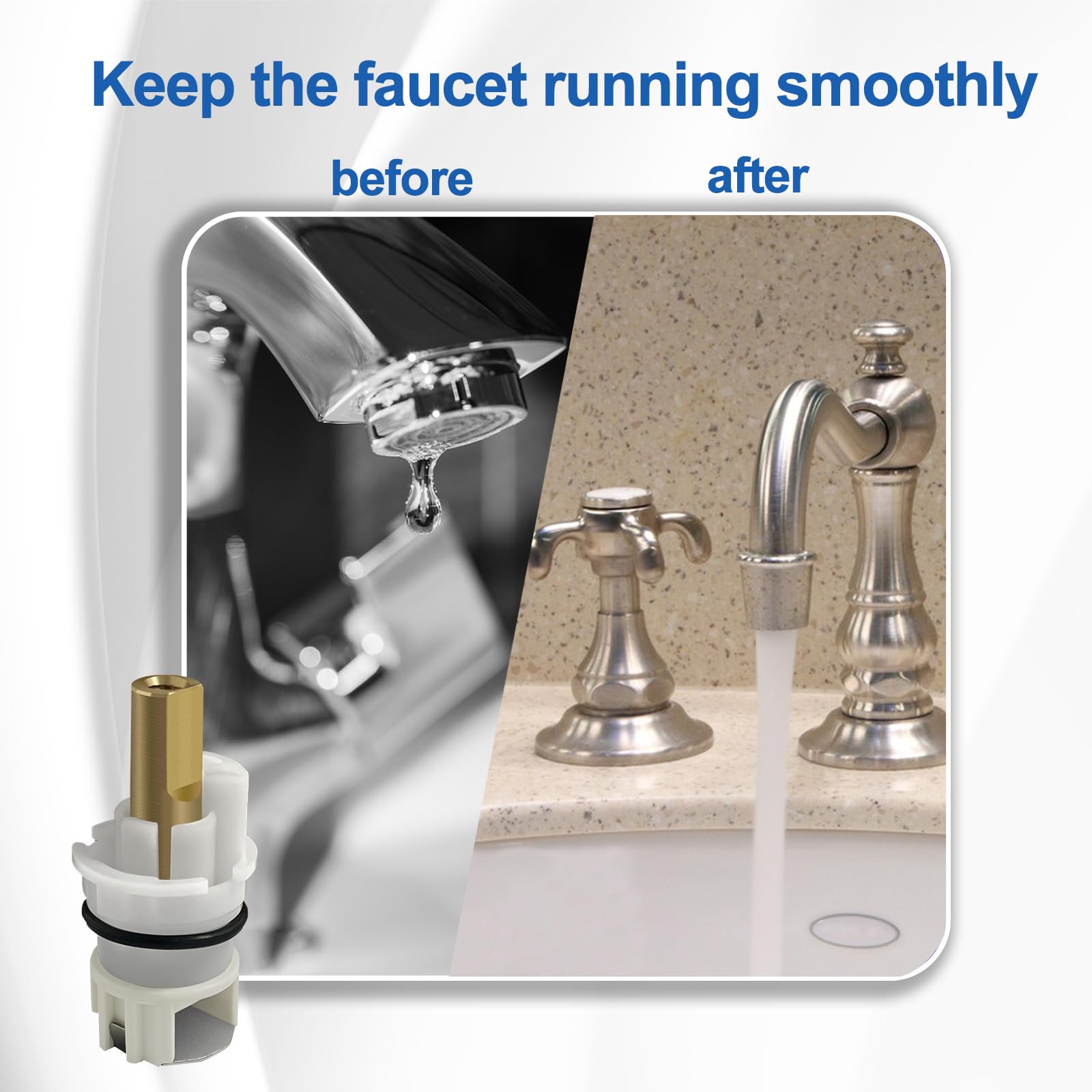 KEQGPCBE 2 Pack Replacement for RP25513 Faucet Stem Cartridges Assembly Repair Kit for Delta Two Handle Lavatory Centerset Widespread Bathroom Faucet RP4993 Seat and Spring