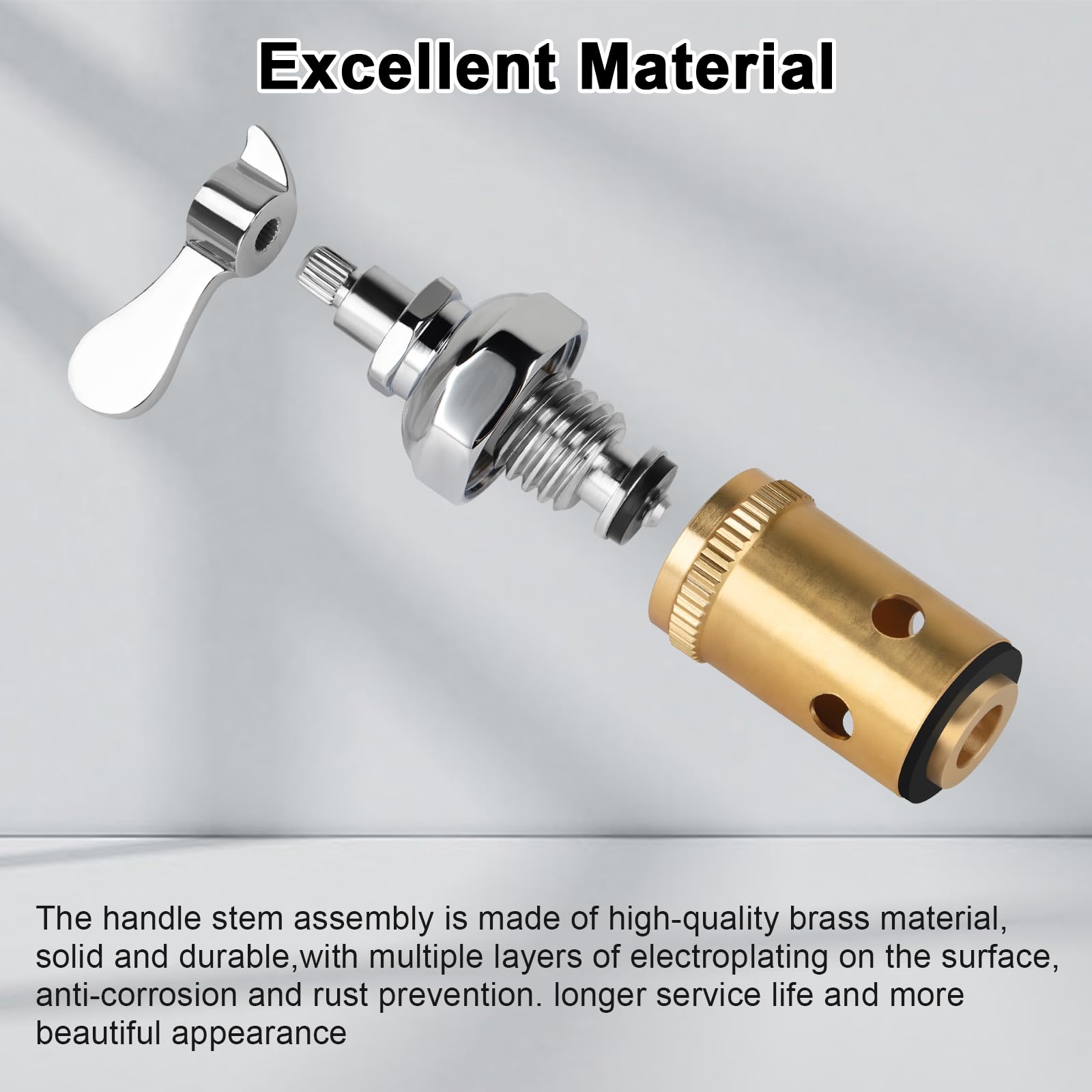 DYVIAHOME Brass Spindle Assembly for Commercial Faucet Valve Spool Replacement Hot Cold Side Handle Stem Assembly Cartridge Fit Kitchen Restaurant (1 Pair)