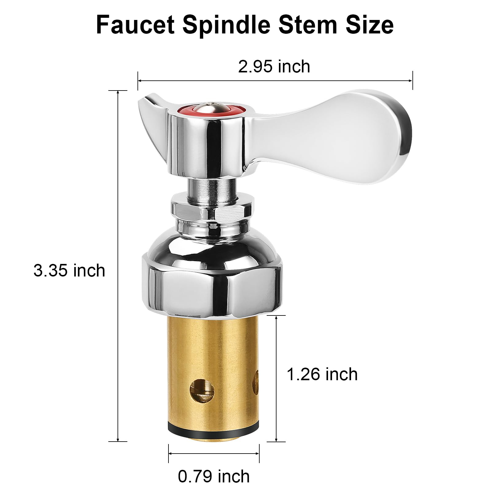 DYVIAHOME Brass Spindle Assembly for Commercial Faucet Valve Spool Replacement Hot Cold Side Handle Stem Assembly Cartridge Fit Kitchen Restaurant (1 Pair)