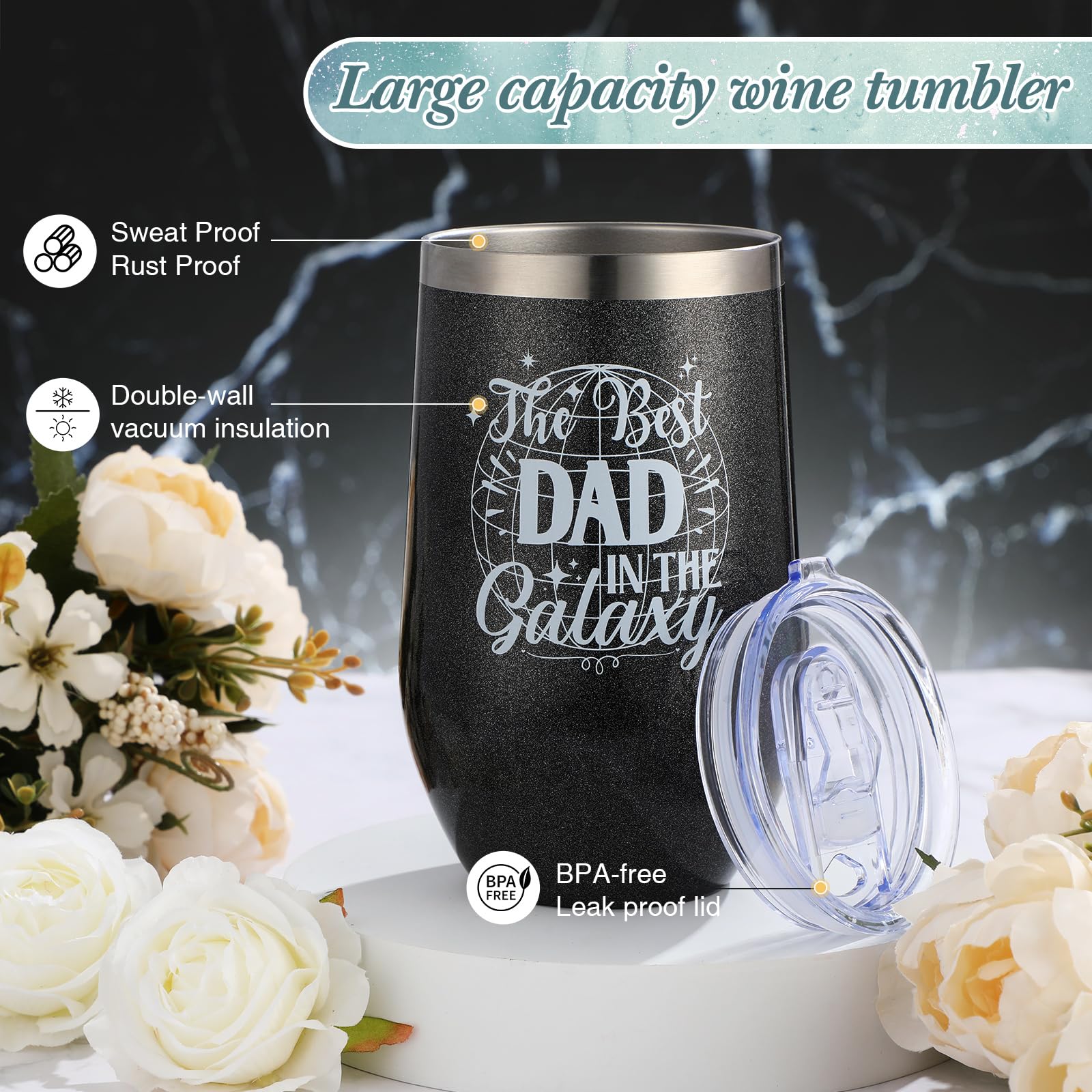 Tiangrid 7 Pcs Father's Day Gift Set for Dad Includes Insulated Tumbler, Aromatherapy Candle, Socks, Keychain, Eye Mask, Gift Card with Gift Box for Men Husband Daddy Retirement Employee Gifts
