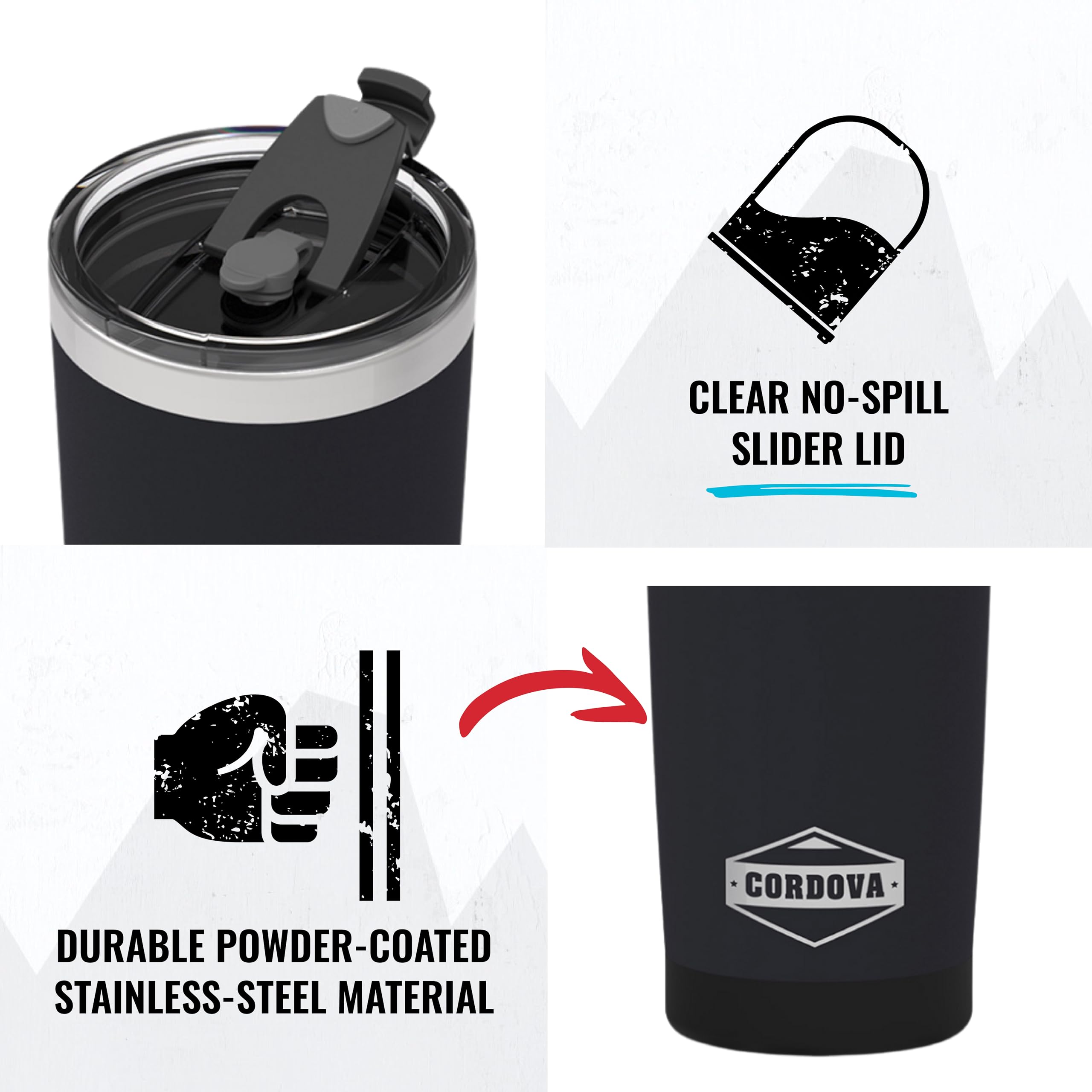 Cordova Outdoors Trailhead Class Tumbler, Obsidian, 20 oz