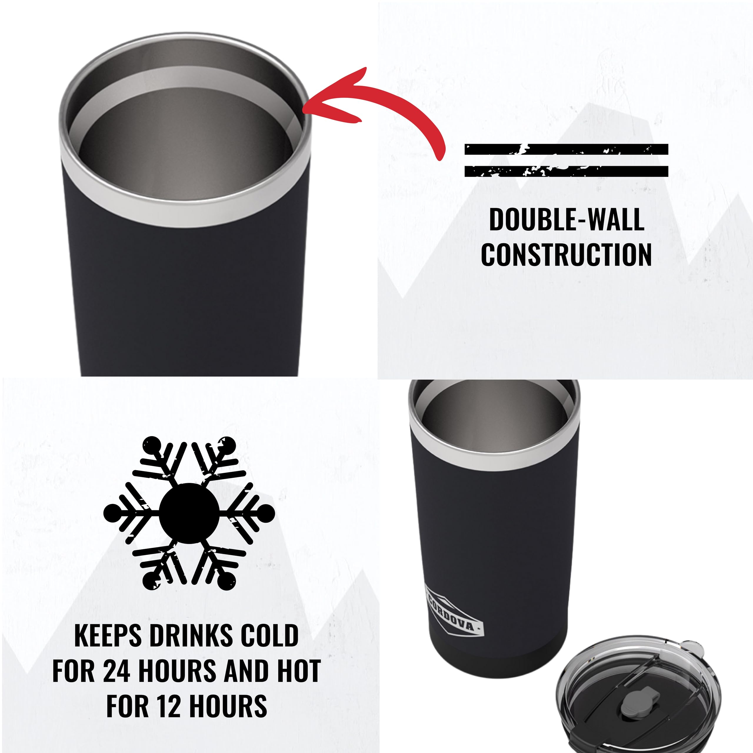 Cordova Outdoors Trailhead Class Tumbler, Obsidian, 20 oz