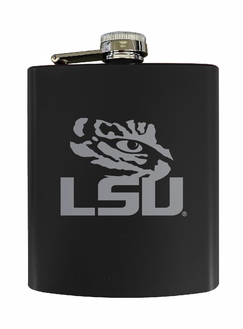 LSU Tigers Matte Finish Stainless Steel 7 oz Flask Officially Licensed Collegiate Product (Black)