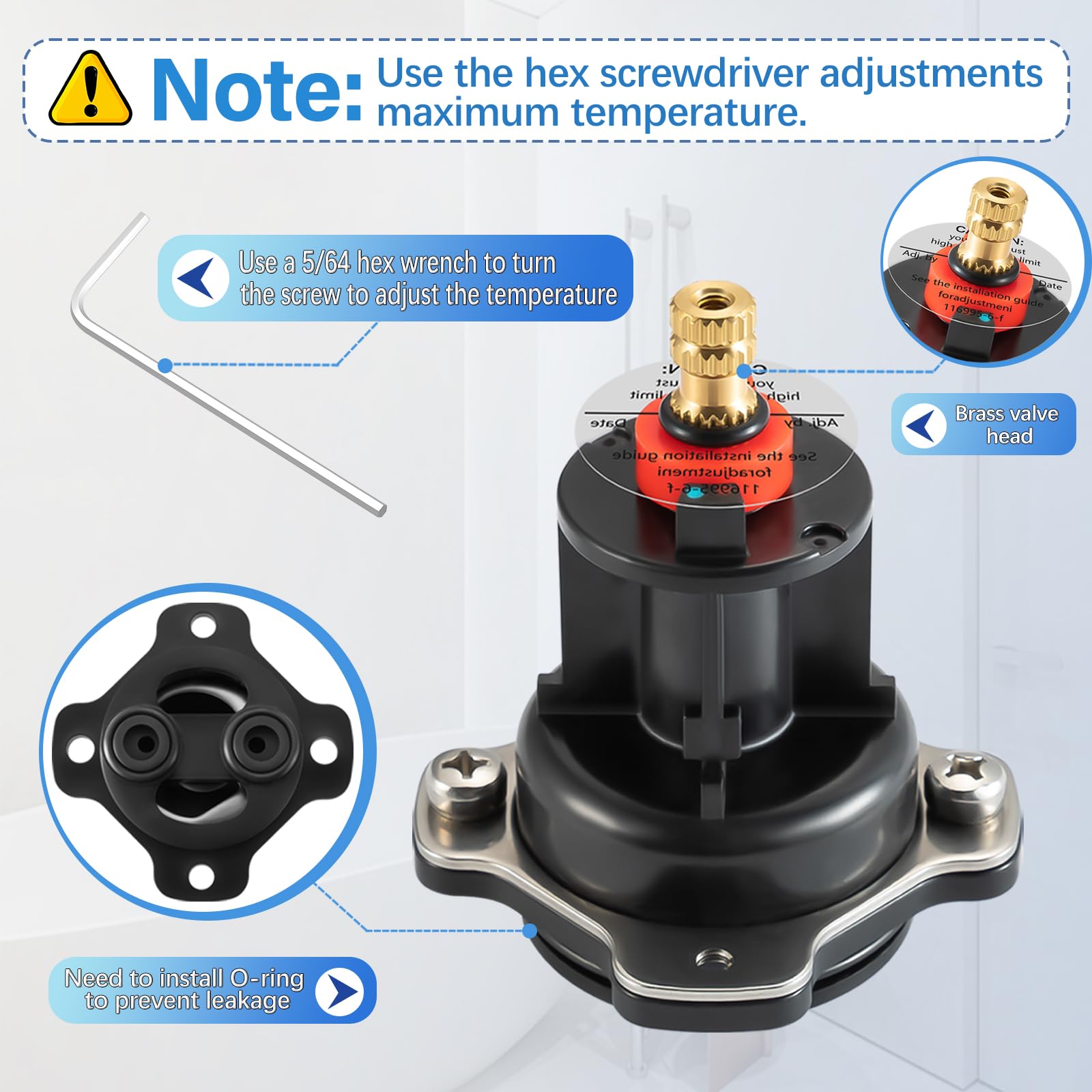 GP76851 Mixer Cap and GP500520 Pressure Balancing Unit, Compatible with Kohler GP77759 Mixer Cap, Shower Cartridge Replacement Valve Repair Kit, for Rite-Temp and 1/2" Shower Valve
