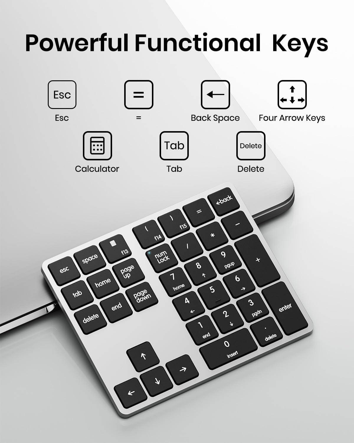 Kisnt Wired USB-C Number Pad, Slim Type-C Numpad 34 Key Numeric Keypad Portable 10 Key USB Keypad for Laptop, Apple Mac iMac MacBook Pro/Air, Windows PC