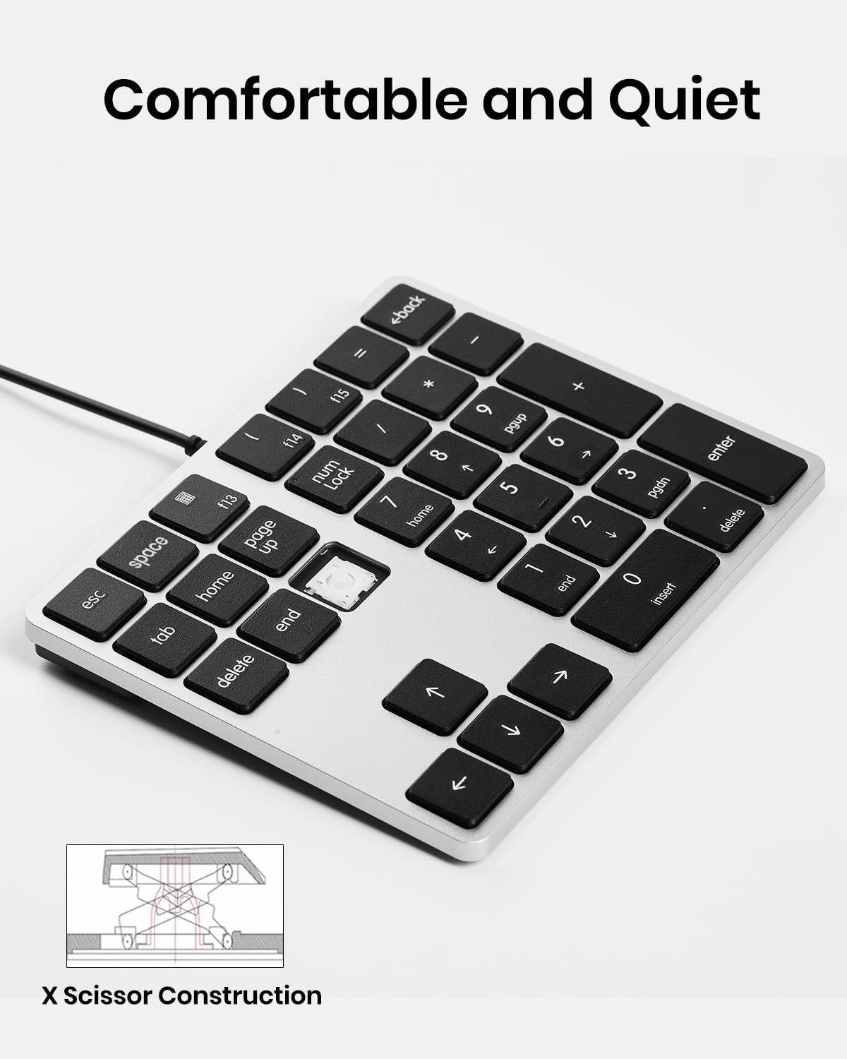Kisnt Wired USB-C Number Pad, Slim Type-C Numpad 34 Key Numeric Keypad Portable 10 Key USB Keypad for Laptop, Apple Mac iMac MacBook Pro/Air, Windows PC