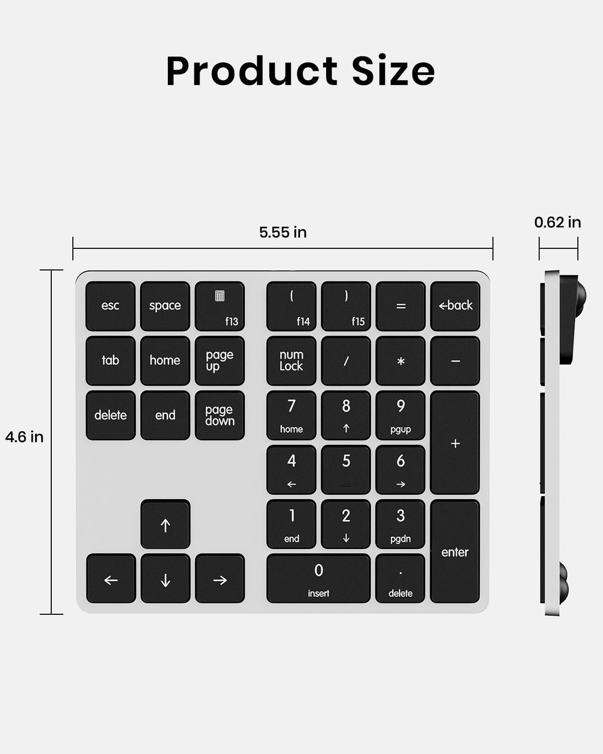 Kisnt Wired USB-C Number Pad, Slim Type-C Numpad 34 Key Numeric Keypad Portable 10 Key USB Keypad for Laptop, Apple Mac iMac MacBook Pro/Air, Windows PC