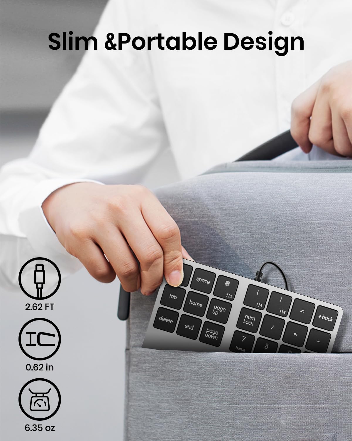 Kisnt Wired USB-C Number Pad, Slim Type-C Numpad 34 Key Numeric Keypad Portable 10 Key USB Keypad for Laptop, Apple Mac iMac MacBook Pro/Air, Windows PC
