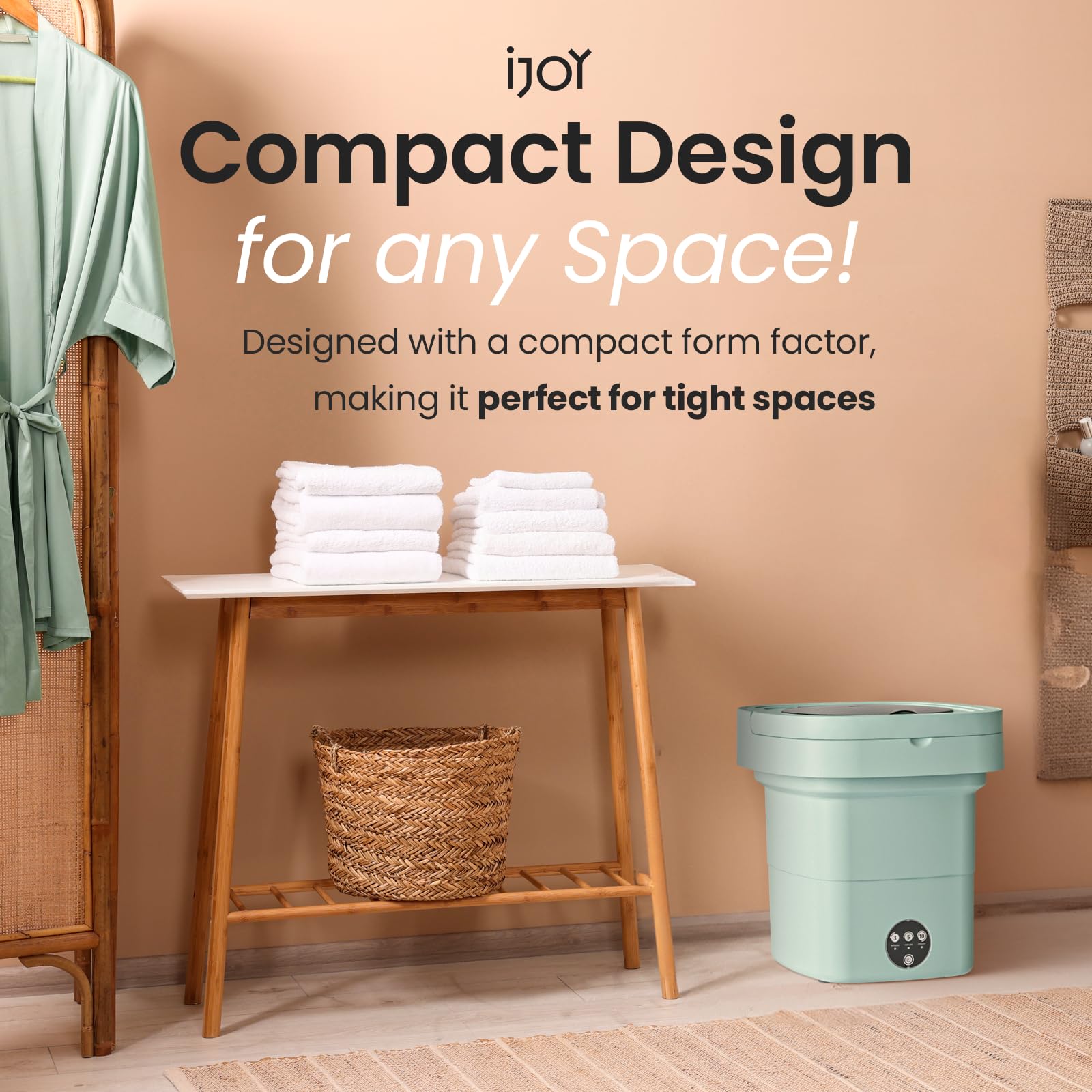 iJoy Portable Washing Machine (11L) with 3 Time Modes Mini Washer Deep Cleaning Automatic, Small Washing Machine for Underwear and Small Clothes during Travel - Large Capacity (Green)