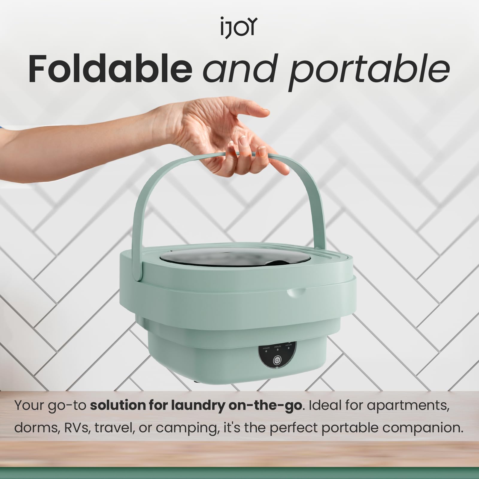 iJoy Portable Washing Machine (11L) with 3 Time Modes Mini Washer Deep Cleaning Automatic, Small Washing Machine for Underwear and Small Clothes during Travel - Large Capacity (Green)