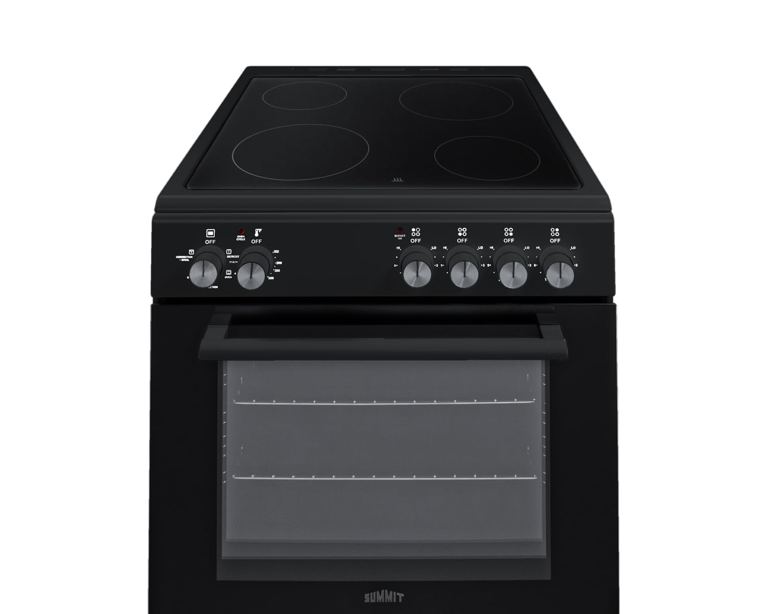 Summit 24” Electric Smooth Top Range, Large 2.44 cu.ft. oven. ADA Compliant, Black - REXT24BL(Black, 24 Inch)
