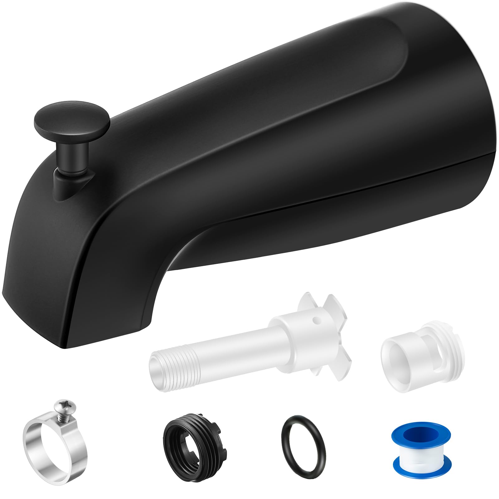 Enhon Tub Spout with Diverter, Universal Fits 1/2'' Copper Pipe, 1/2'' IPS and 3/4'' IPS, Bathroom Bathtub Tub Faucet Replacement with Adapters (Matte Black)