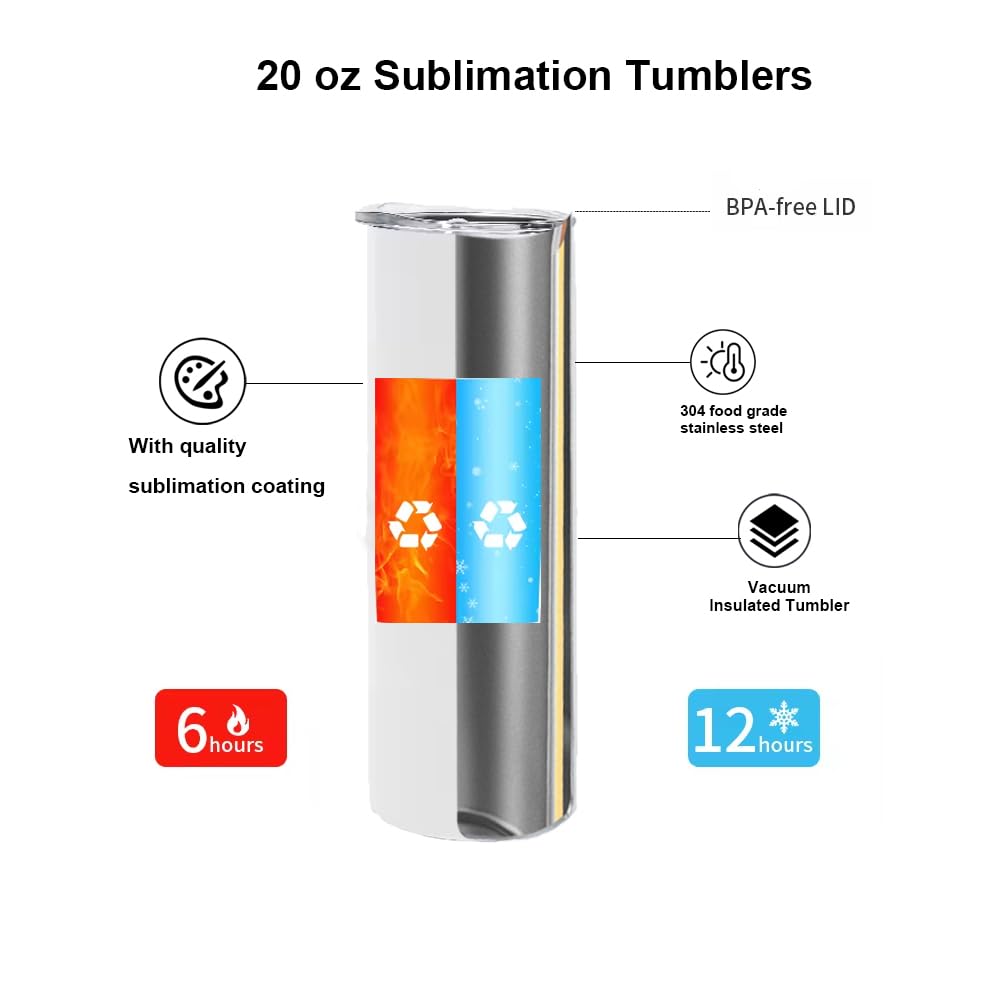 Icesip 25 Pack 20 OZ Sublimation Tumblers Blanks, Bulk 20oz Tumbler Blank for Sublimation Cups with Lids and Straws, Stainless Steel Double Wall Insulated Straight Mugs with Box