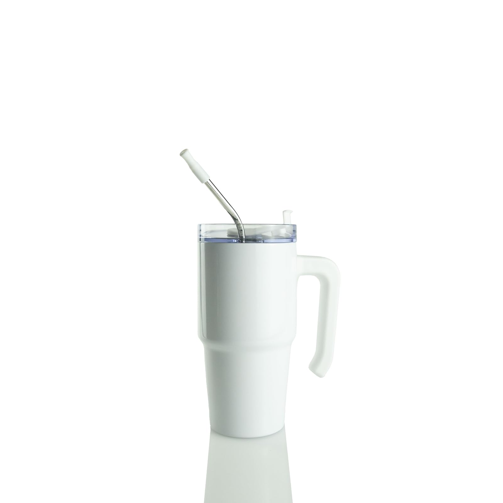 Hogg 20oz Sublimatable Grippy Tumbler with Removable Handle, Lid, and Stainless Steel Straw, DIY, Customizable, Double Wall Insulated Tumblers (White)