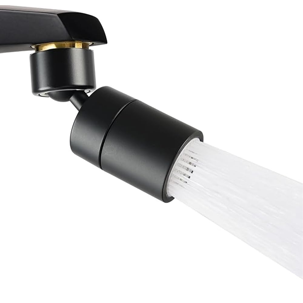 CONOB Polished Faucet Head, Female Faucet Aerator, 2 Water Spray Mode, 360-degree Swivel Faucet, High Pressure, 55/64 Inch Female Thread for Kitchen Bathroom Sink, Mother's Day Gift (Matt Black)