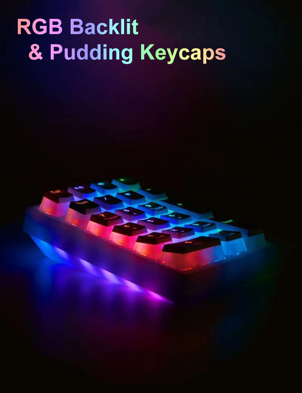 LINKEET Tri-Mode Mechanical Numpad RGB Backlit Bluetooth 5.0/Wired USB-C/2.4G Wireless Macro Number Pad 21-Key NKRO Hot Swappable Numeric Keypad Rechargeable External Num Pad for Laptop, Mac