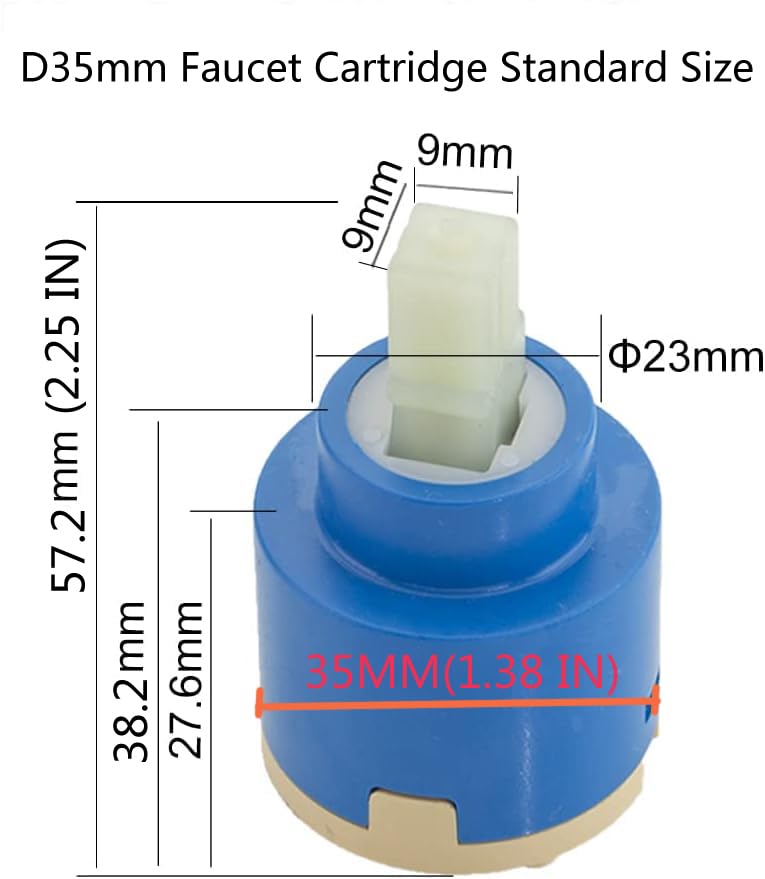 QLXAQLX SEDAL Diameter 35mm Ceramic Faucet Cartridge Replacement for Single Handle Kitchen Basin Shower Faucet Part,Ceramic Disc Single Handle Faucet Cartridge Replacement 1.38 / 35mm Diameter (1Pack)