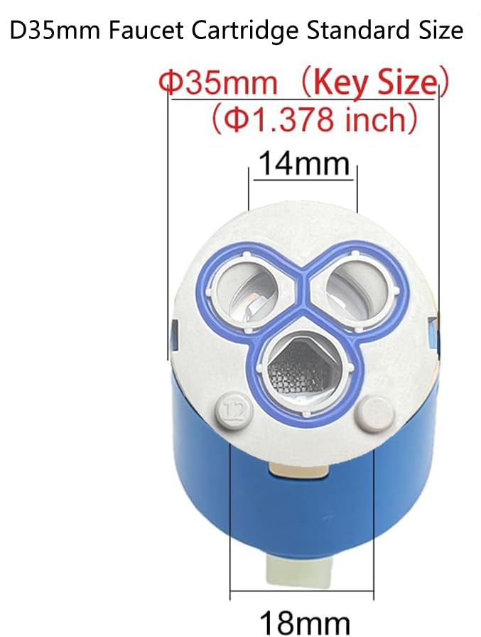 QLXAQLX SEDAL Diameter 35mm Ceramic Faucet Cartridge Replacement for Single Handle Kitchen Basin Shower Faucet Part,Ceramic Disc Single Handle Faucet Cartridge Replacement 1.38 / 35mm Diameter (1Pack)