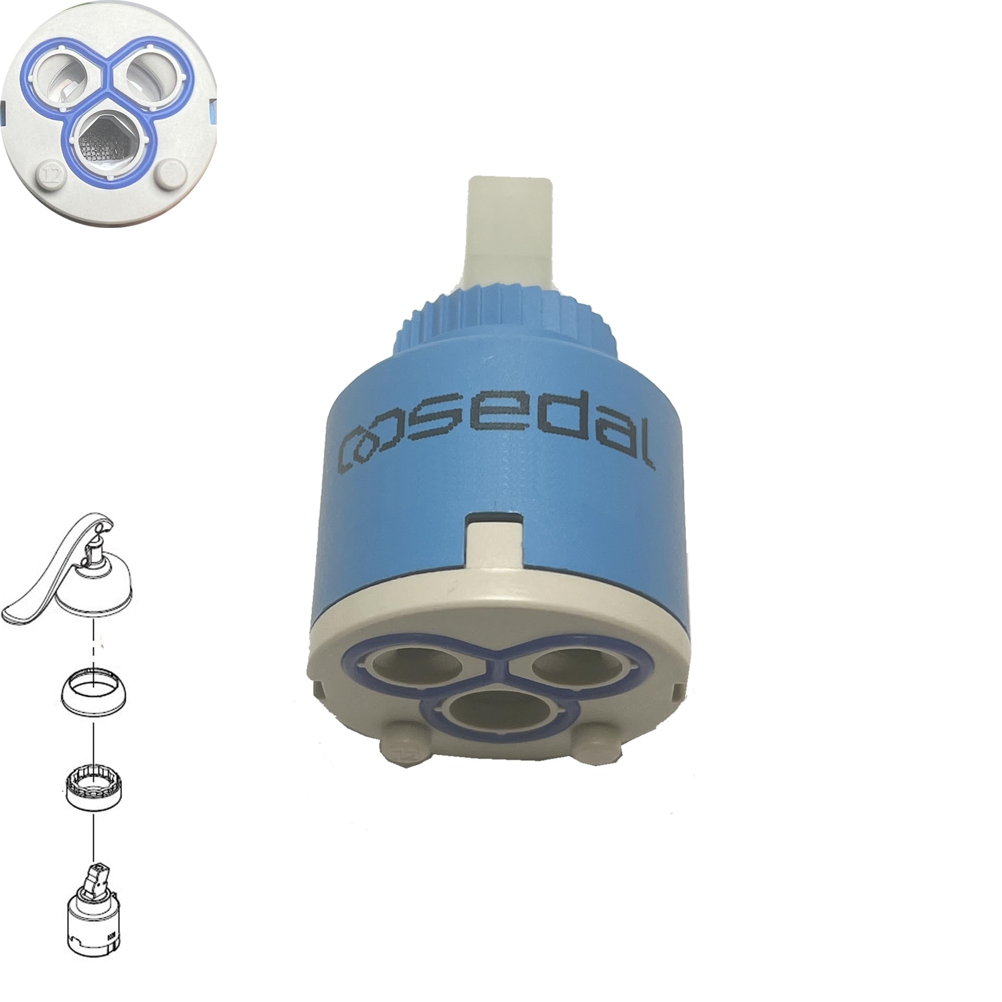 QLXAQLX SEDAL Diameter 35mm Ceramic Faucet Cartridge Replacement for Single Handle Kitchen Basin Shower Faucet Part,Ceramic Disc Single Handle Faucet Cartridge Replacement 1.38 / 35mm Diameter (1Pack)