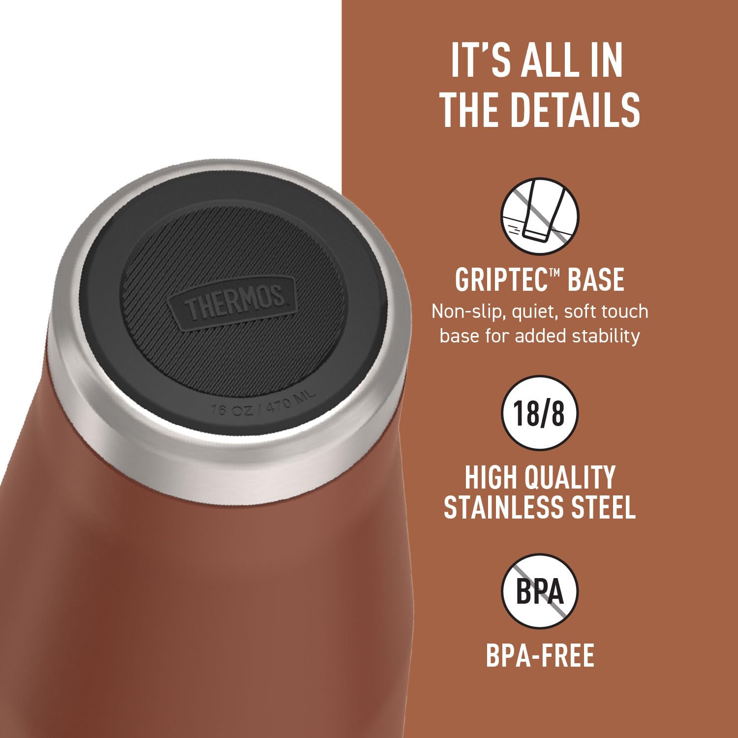 THERMOS ICON SERIES, Stainless Steel Tumbler, Saddle, 16 oz