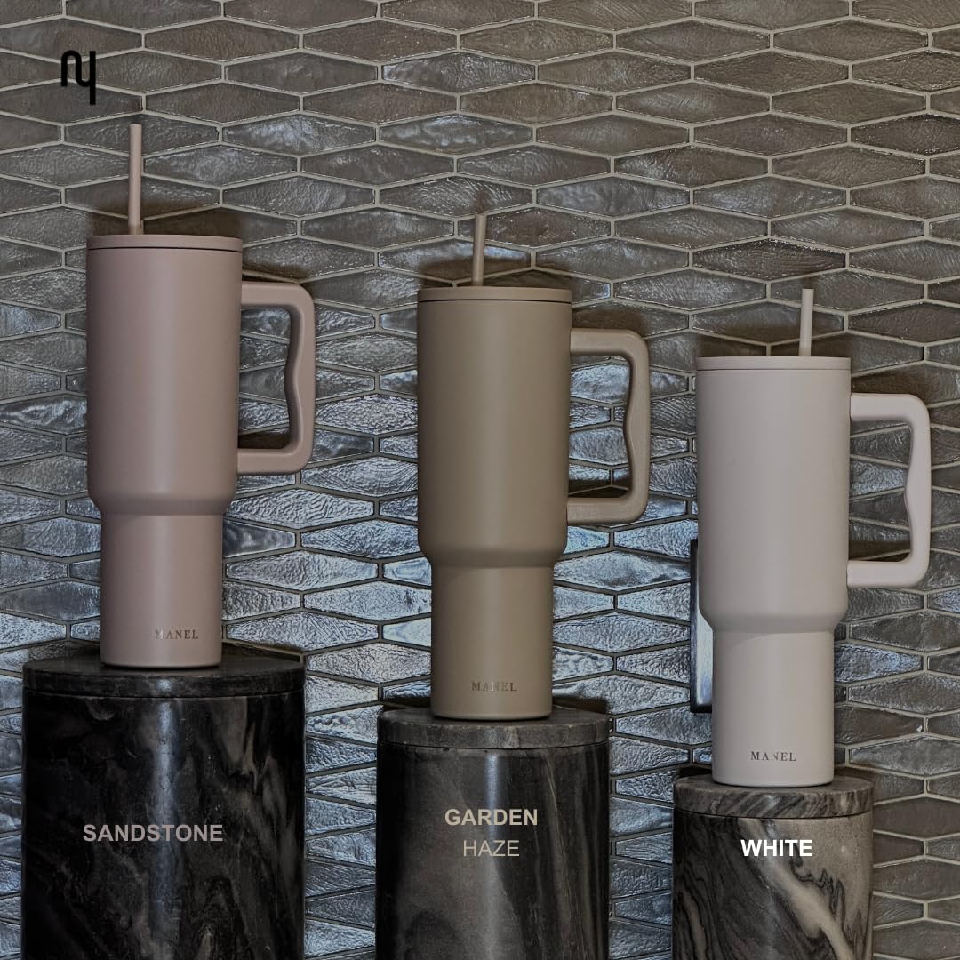 CeylonManel 40oz Stainless Steel Double Wall Vacuum Insulated Sublimation Tumbler with Handle, Straw, Lid Travel Cups in Matte Finish (Garden Haze), Large