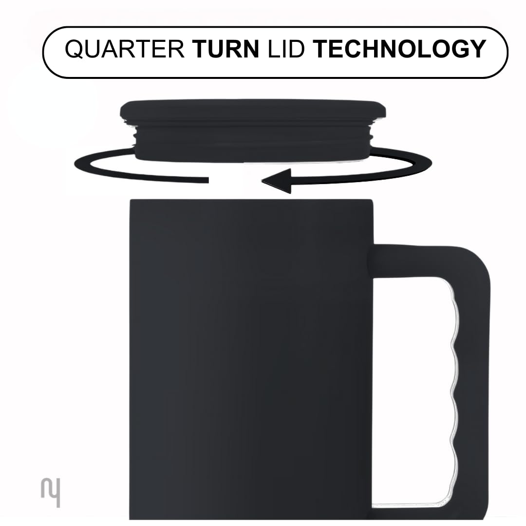 CeylonManel 40oz Stainless Steel Double Wall Vacuum Insulated Sublimation Tumbler with Handle, Straw, Lid Travel Cups in Matte Finish (Black), Large