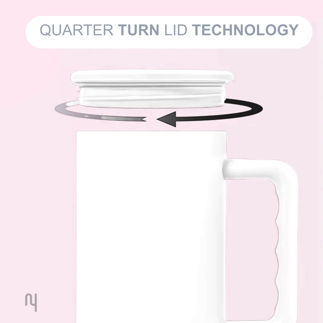 CeylonManel 40oz Stainless Steel Double Wall Vacuum Insulated Sublimation Tumbler with Handle, Straw, Lid Travel Cups in Matte Finish (Baby Pink), Large