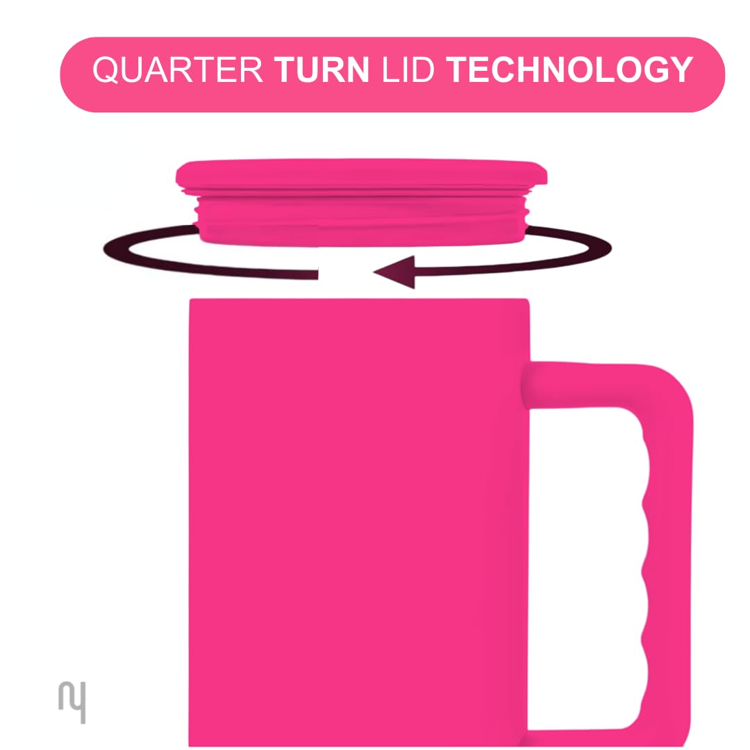 CeylonManel 40oz Stainless Steel Double Wall Vacuum Insulated Sublimation Tumbler with Handle, Straw, Lid Travel Cups in Matte Finish (Pink), Large