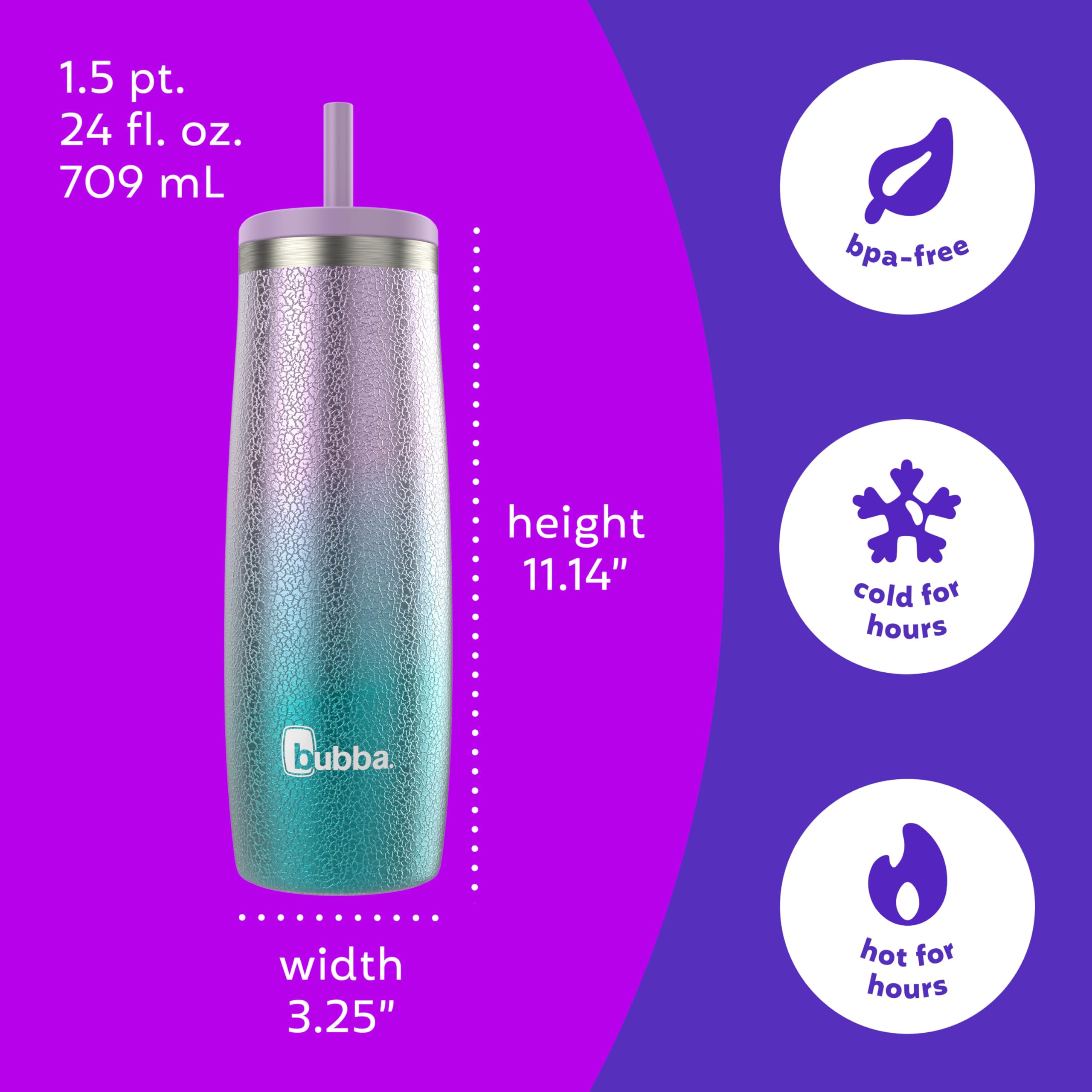 Bubba 24 oz Radiant Tumbler Without Case, Lilac Dream & Scuba Crystalized Ombre