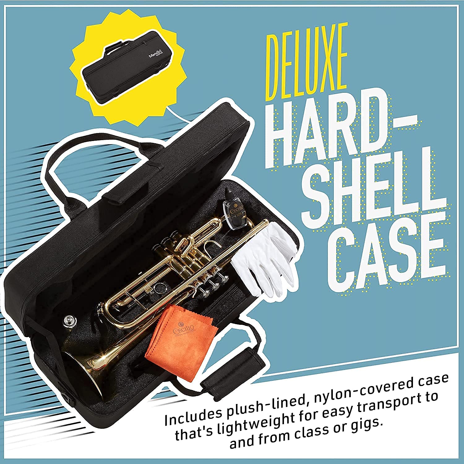 Mendini By Cecilio B Flat Bb Trumpets for Beginner or Advanced Student - Gold (Renewed)