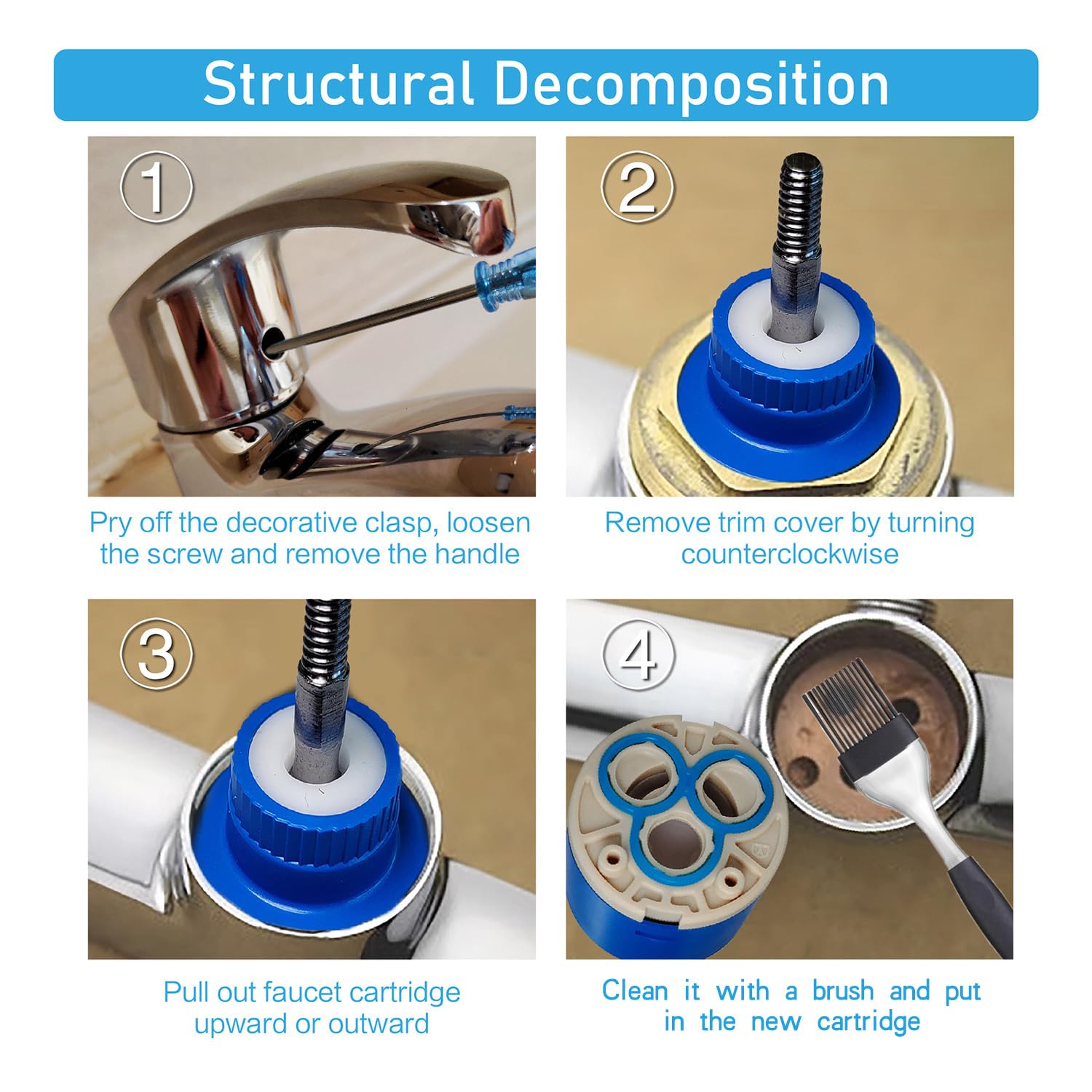 35mm Ceramic Faucet Cartridge Replacement, 35mm Faucet Cartridge Replacement for Single Handle Kitchen Basin Shower Faucets, Ceramic Faucet Valve
