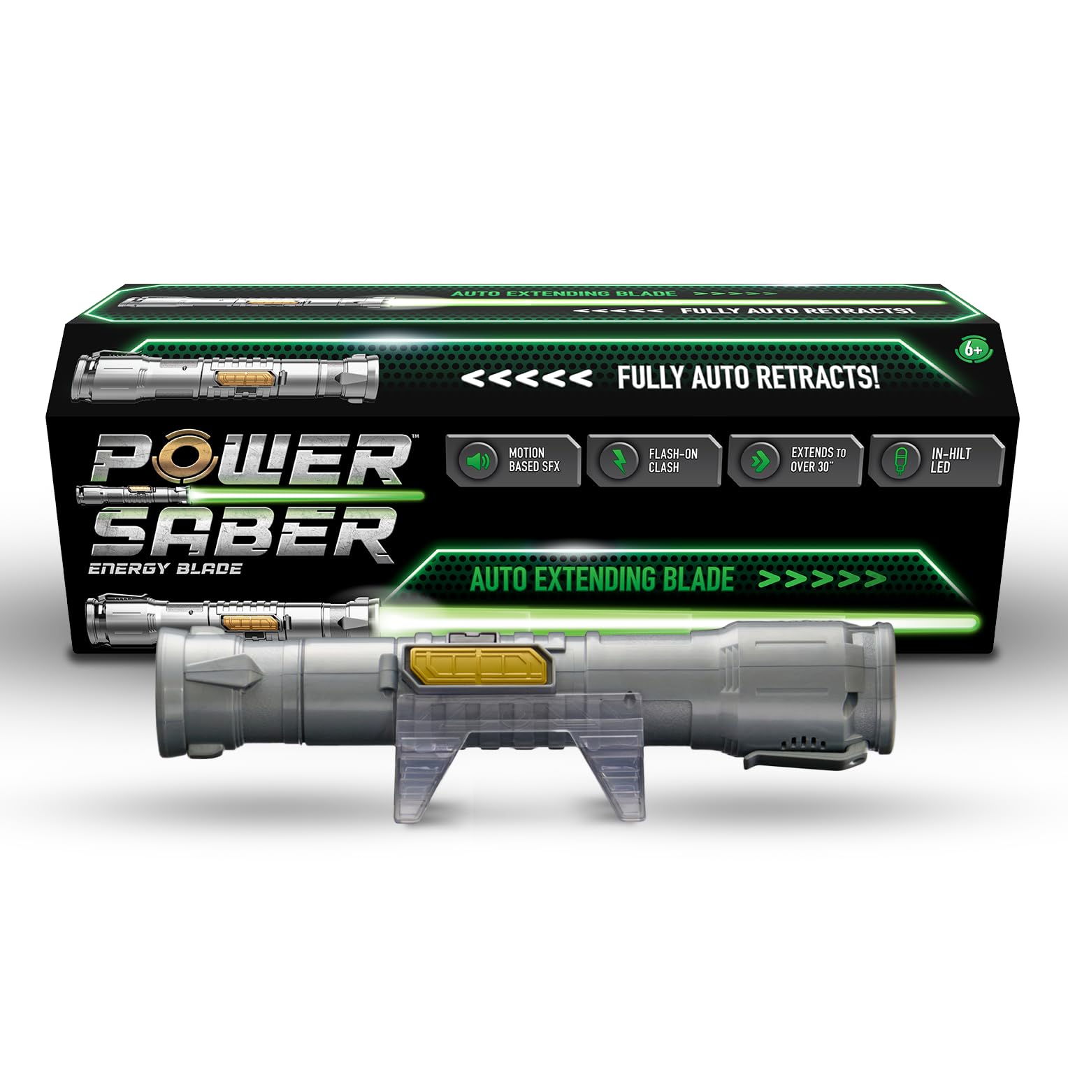 Goliath Power Saber Energy Blade Green First Ever Automatic Saber Auto Extending & Retracting Saber Extends 35" (90cm) Motion Based SFX Ages 6 and up