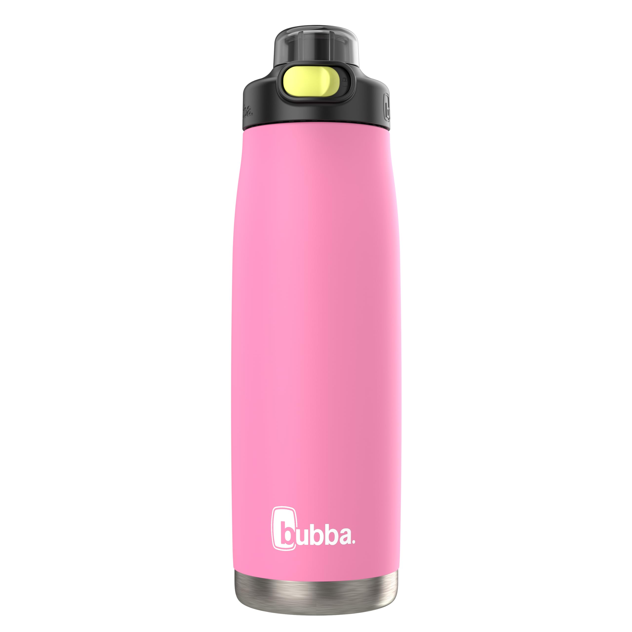 Bubba Radiant Stainless Steel Push-Button Chug Lid, 24oz. Water Bottle, Medium, Rubberized Azalea