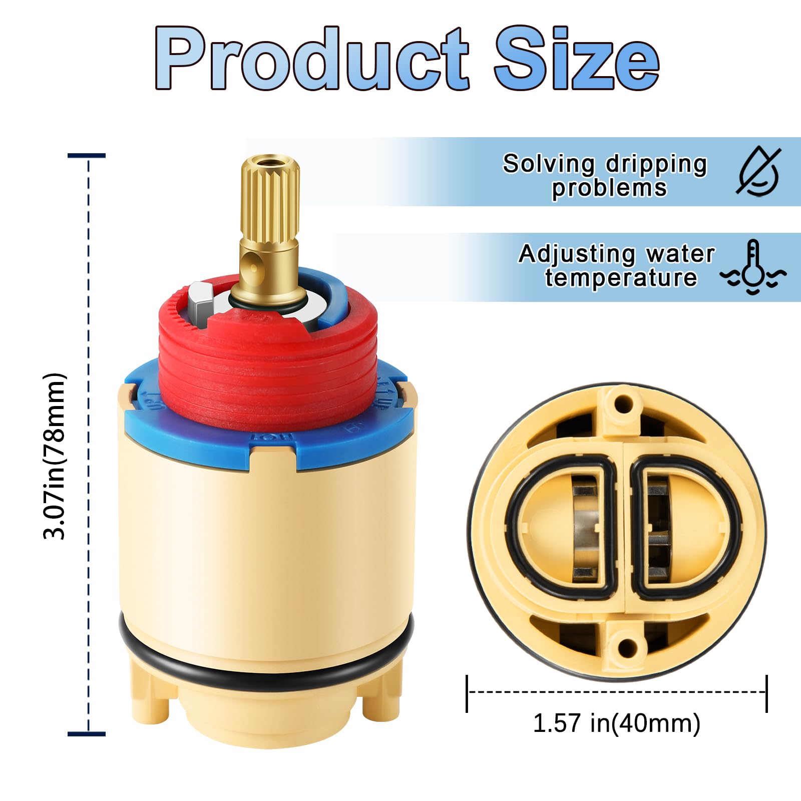 OP-340009 Pressure Balance Ceramic Cartridge, Shower Cartridge Replacement, for Tub/Shower Valves.