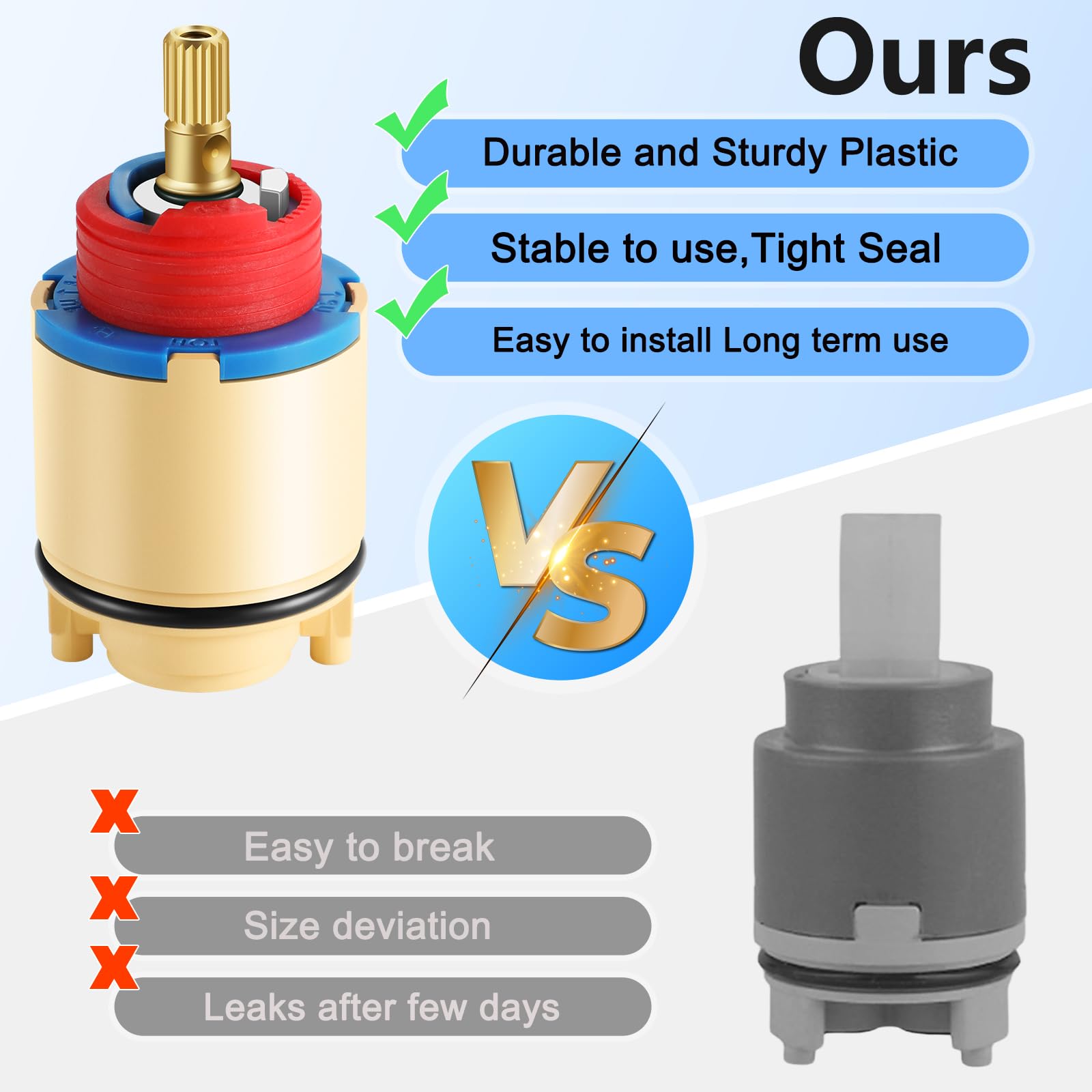OP-340009 Pressure Balance Ceramic Cartridge, Shower Cartridge Replacement, for Tub/Shower Valves.