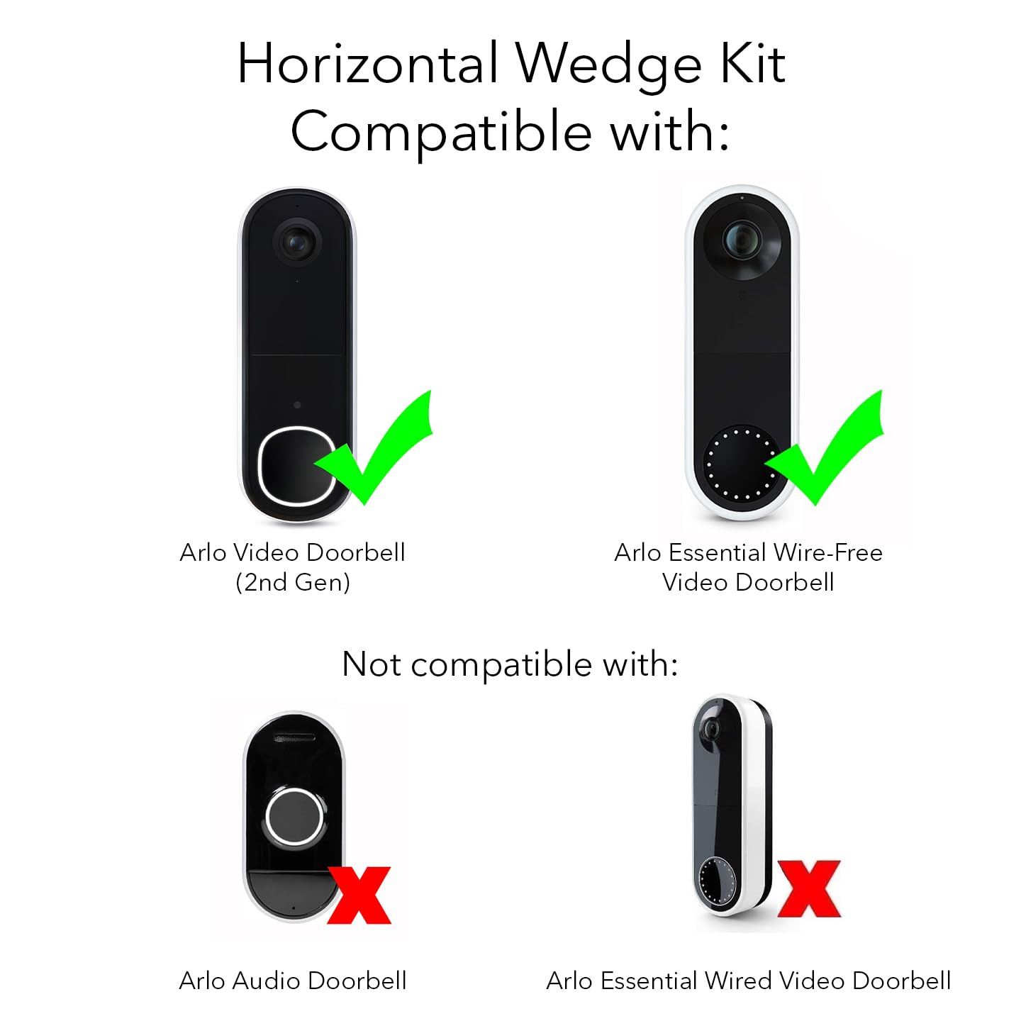 Wasserstein 35° to 55° Horizontal Wedge Wall Mount Compatible with Arlo Wireless Video Doorbell (2nd Gen) & Essential Video Doorbell Wire-Free