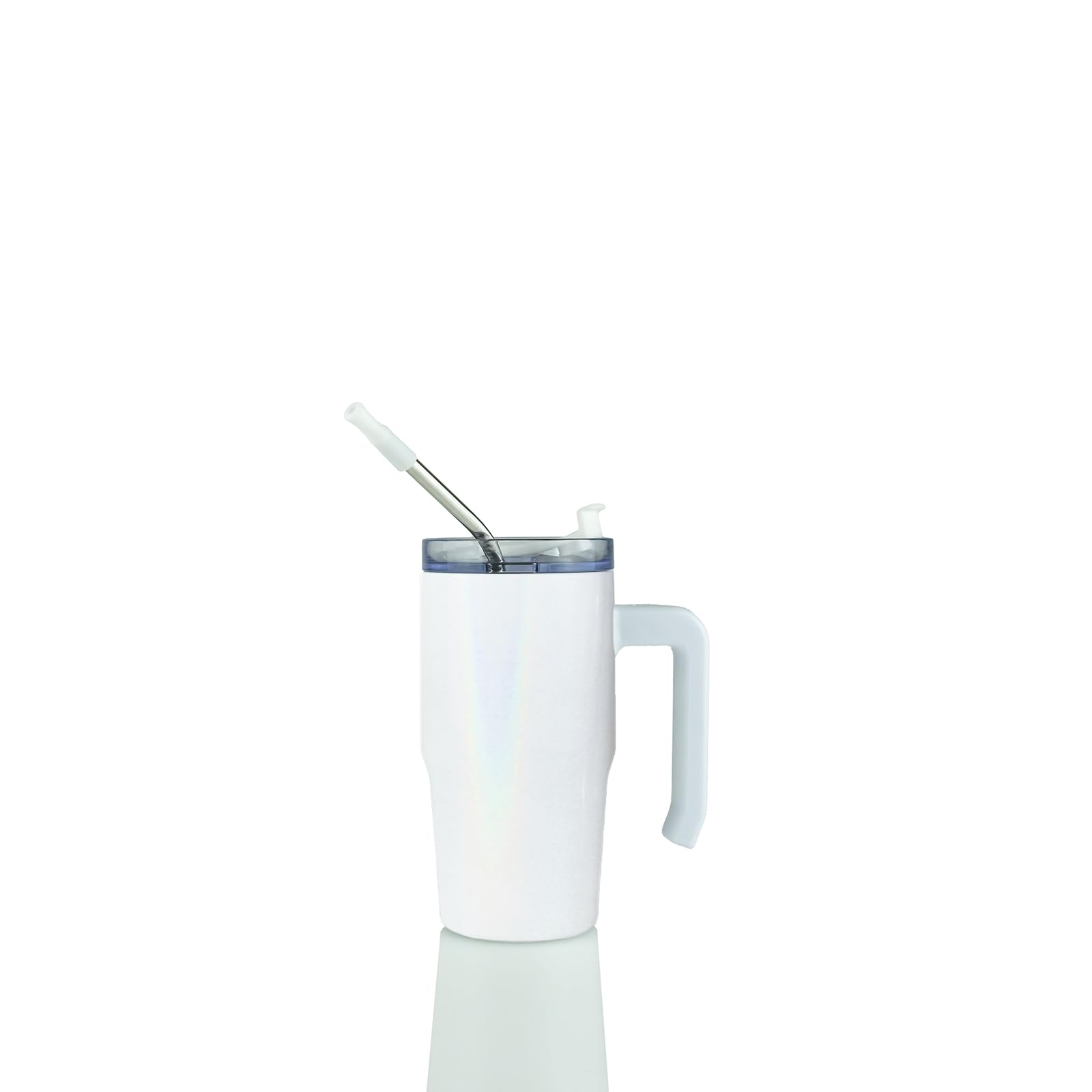 Hogg 12oz Sublimatable Grippy Tumbler with Removable Handle, Lid, and Stainless Steel Straw, DIY, Customizable, Double Wall Insulated Tumblers (Holographic)