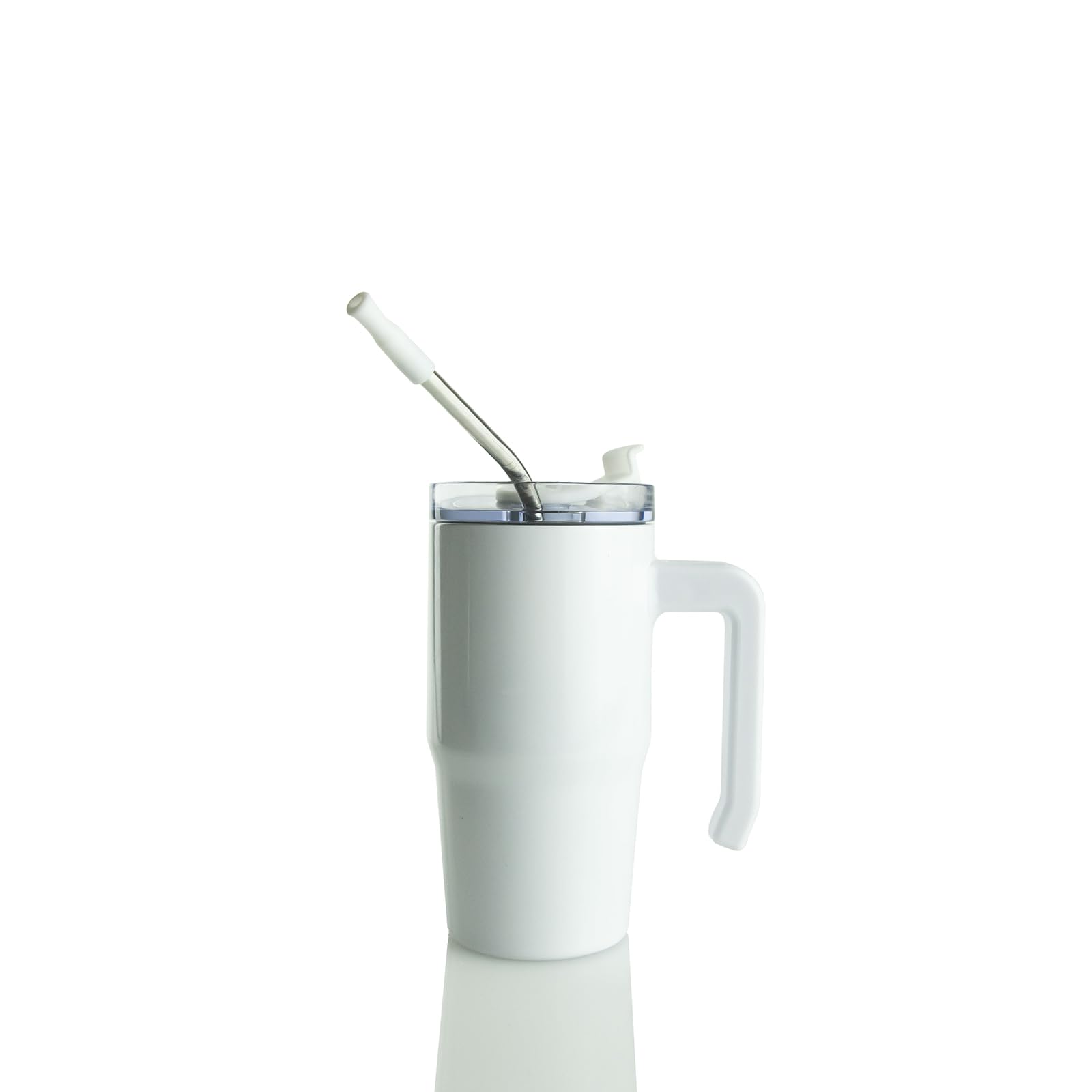 Hogg 12oz Sublimatable Grippy Tumbler with Removable Handle, Lid, and Stainless Steel Straw, DIY, Customizable, Double Wall Insulated Tumblers (White)