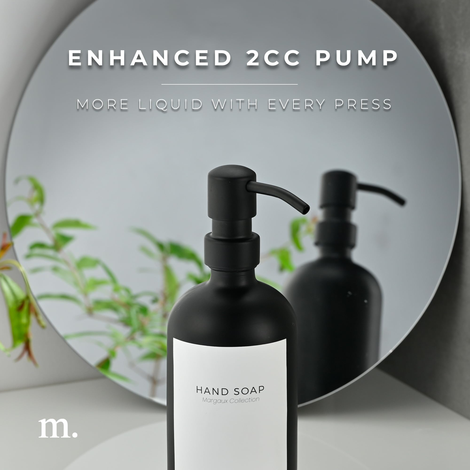MaisoNovo Soap Dispenser 3-Piece Set | 16.9oz Black Bottles with Black Stainless Steel Pumps
