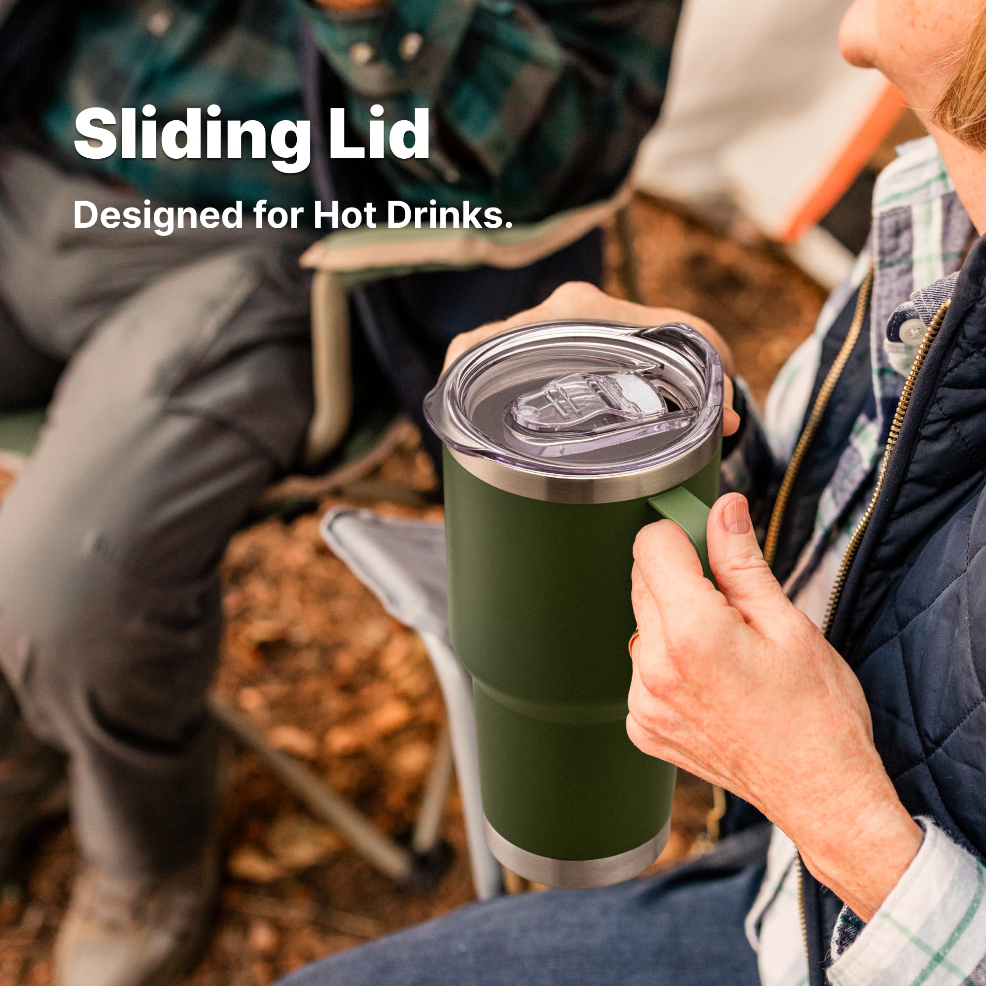 Bluwing Travel Mugs with Handle 30 oz Stainless Steel Double Wall Insulated Coffee Tumblers with Lid and Straw (Black)