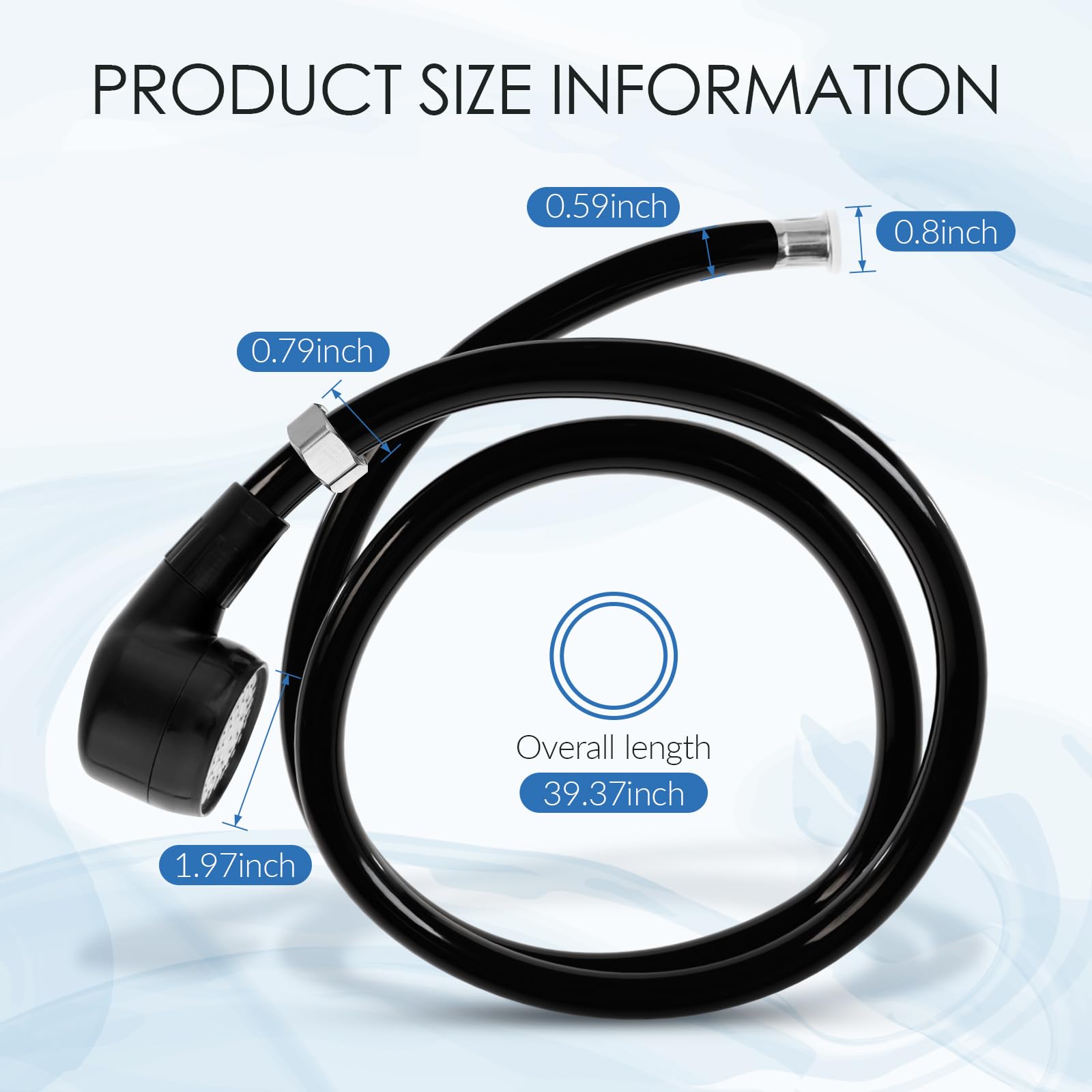Bathtub Faucet Sprayer Attachment - Portable Shampoo Bowl Sink Shower Head and Black Rubber Hose Replacement Part for Salon, Barber Shop, Spa, Rehab
