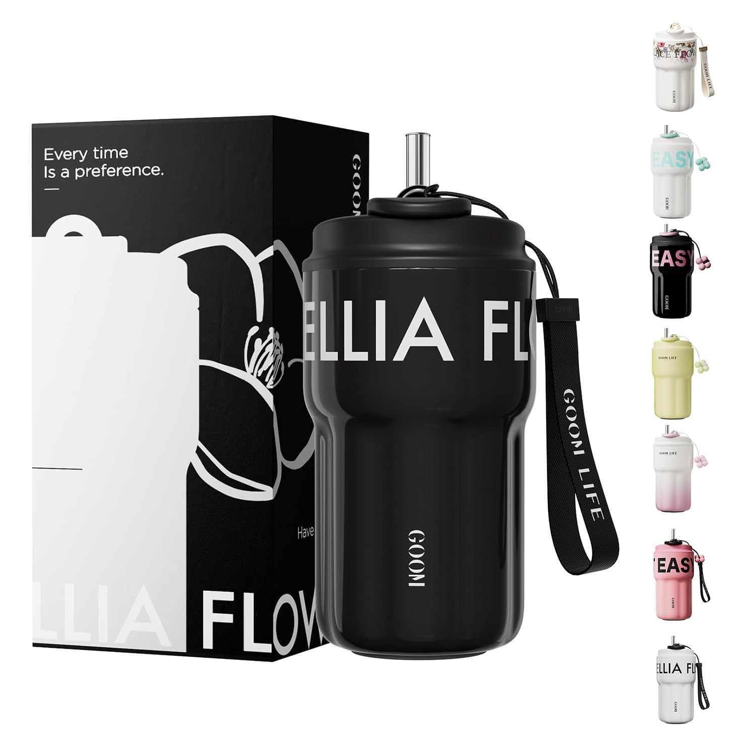 GOOM 18oz Travel Coffee Mug Tumbler with Lid and Straw, 18/10 Stainless Steel, 6-Layer Insulation, Spill Proof|Leak Proof Tumbler with Straw Mouth Rotary Lock, Coffee Mugs for Men, Women - Black
