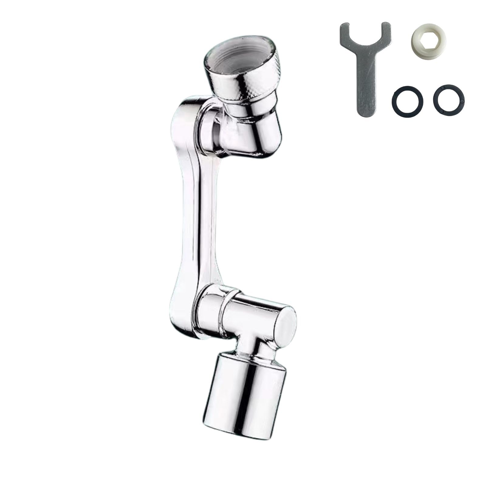 2Pack - BSPIX 1080° Rotating Faucet Aerator Extender (Plastic) with Aerator Wrench - 22mm Inside Diameter Suitable for 20-24mm Faucets - Dual Models And Robotic Arm for Kitchen/Bathroom Sinks