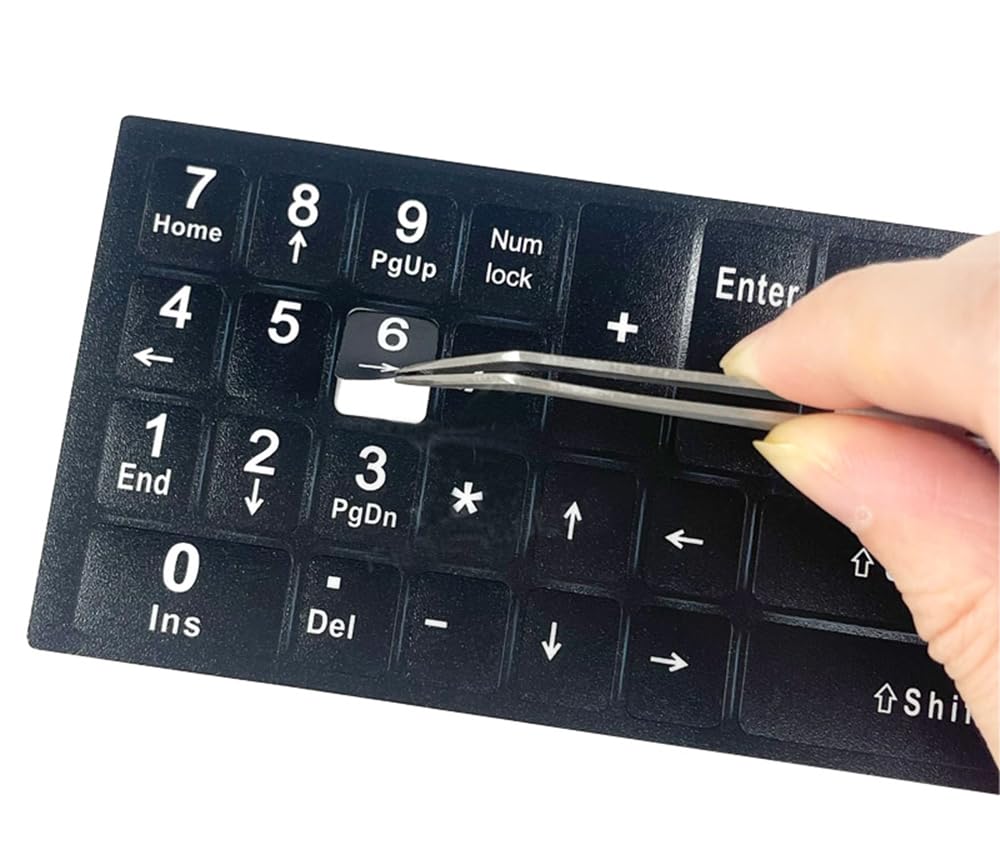 2PCS Matte Vinyl Number Keyboard Stickers, Numerals Keyboard Replacement Sticker with White Font on Black Background for Universal PC, Computer, Laptop, Desktop, Notebook Numeric Pad