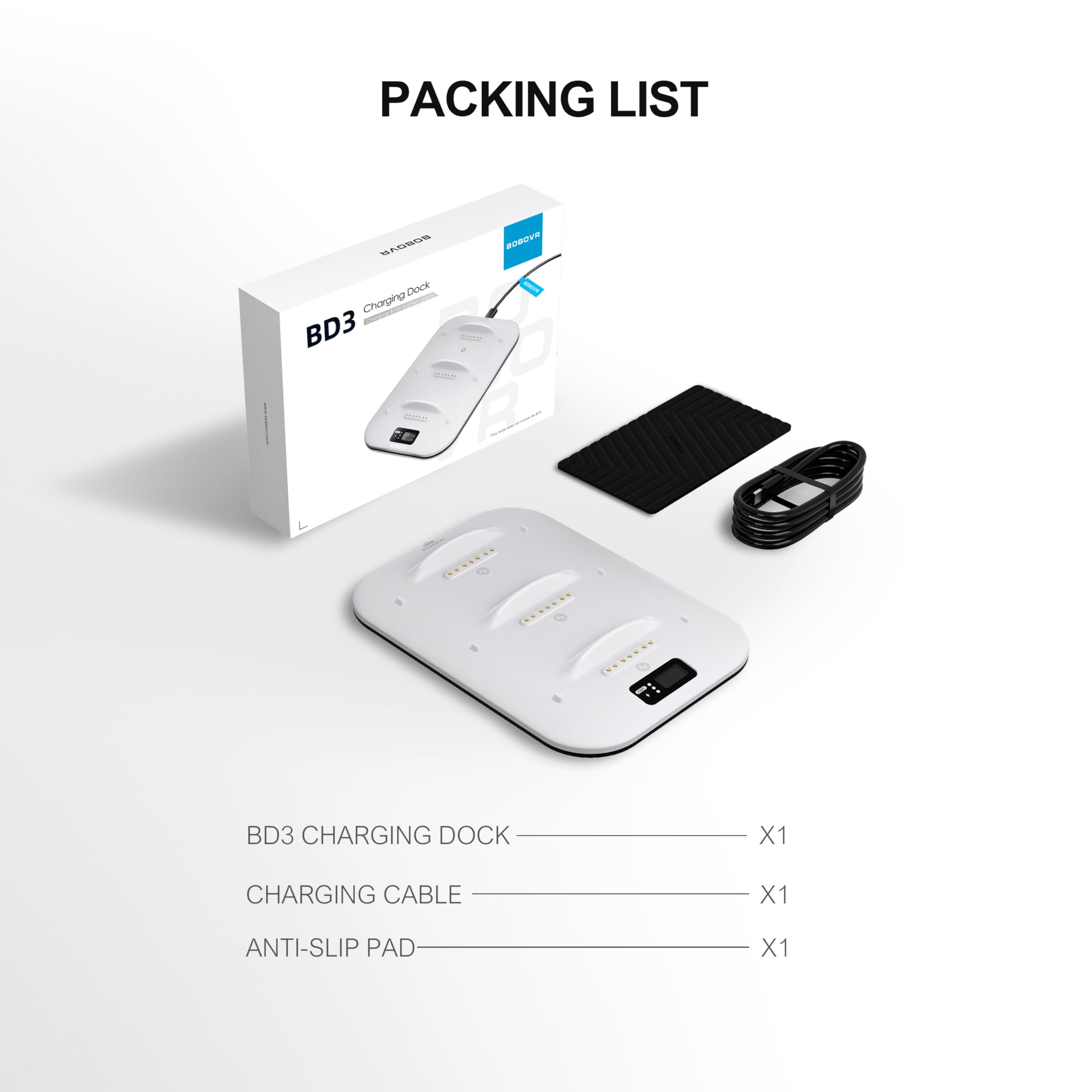BOBOVR BD3 Charging Dock, Providing Fast Charging for 3*B100, 30W Power, 0-80% in Just 1 Hour