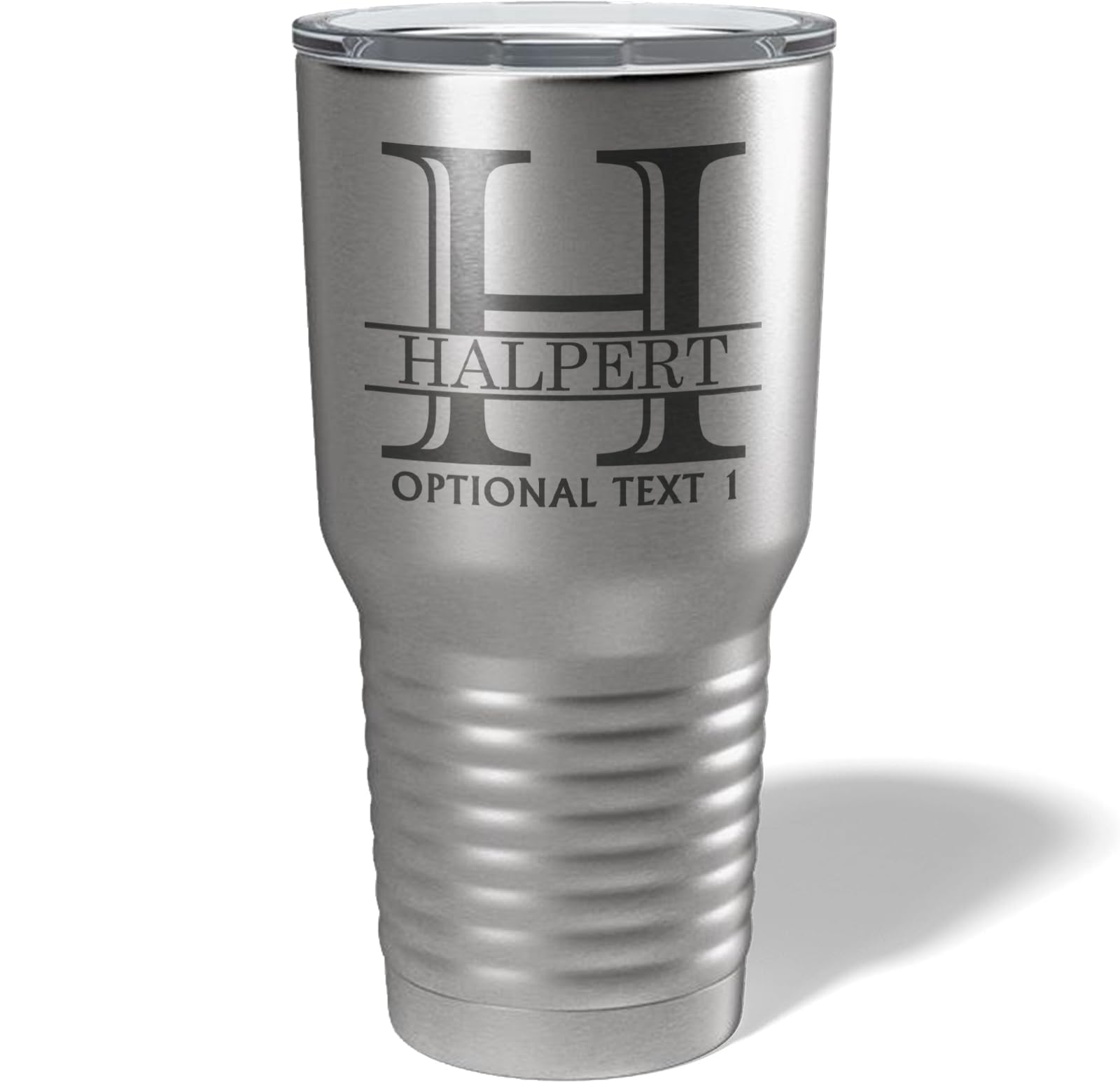 Personalized 30oz (17 Colors) Insulated Stainless Steel Tumbler Cup with Lid, Custom Etched, Customized Engraved Father’s Day Gift Idea for Women Men Her Him, Halpert Monogram Initial Name (Stainless)