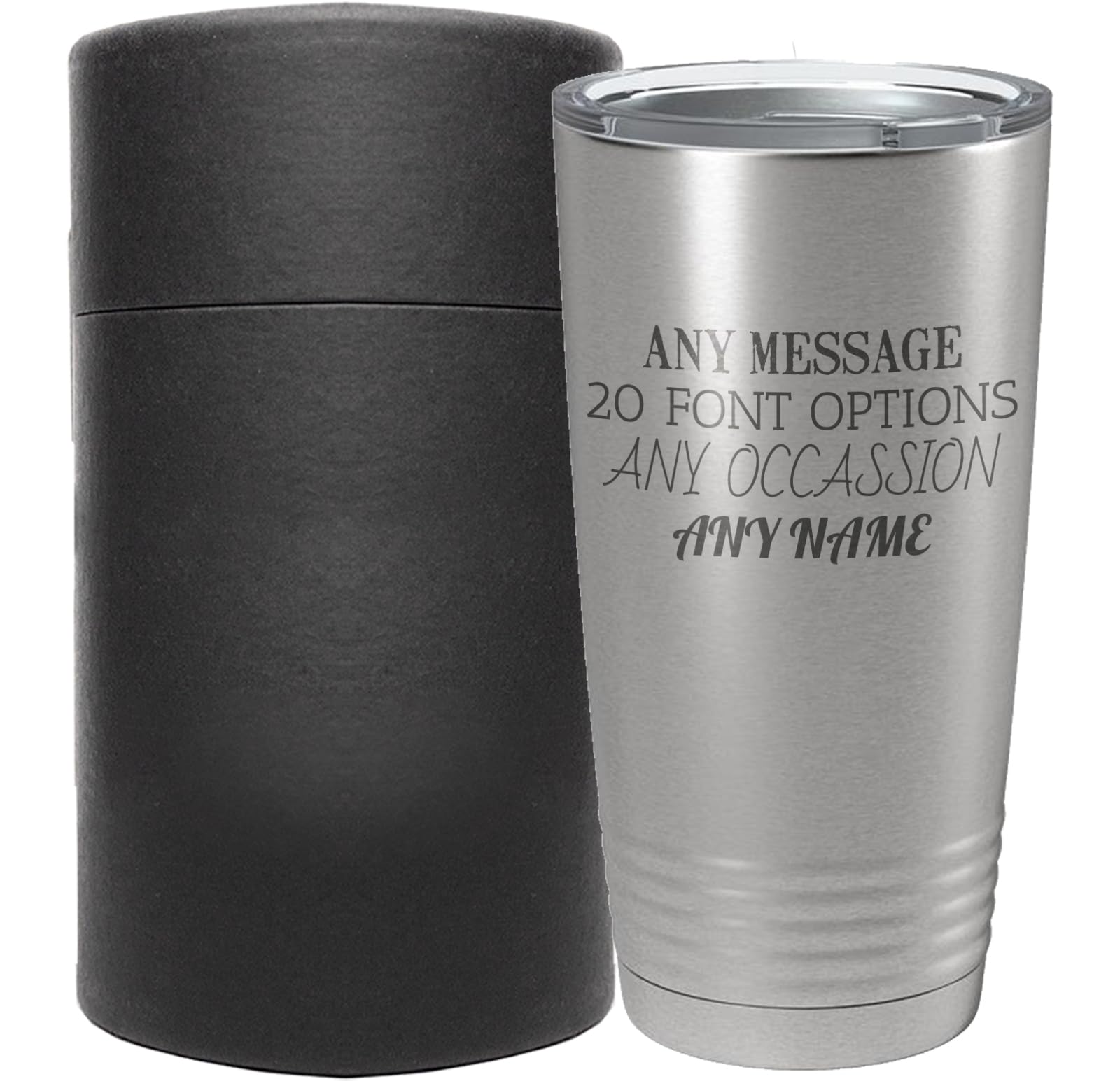Personalized 20oz (17 Colors) Insulated Stainless Steel Tumbler Cup with Lid, Custom Etched, Customized Engraved Father’s Day Gift Idea for Women Men Her Him, Halpert Monogram Initial Name (Stainless)