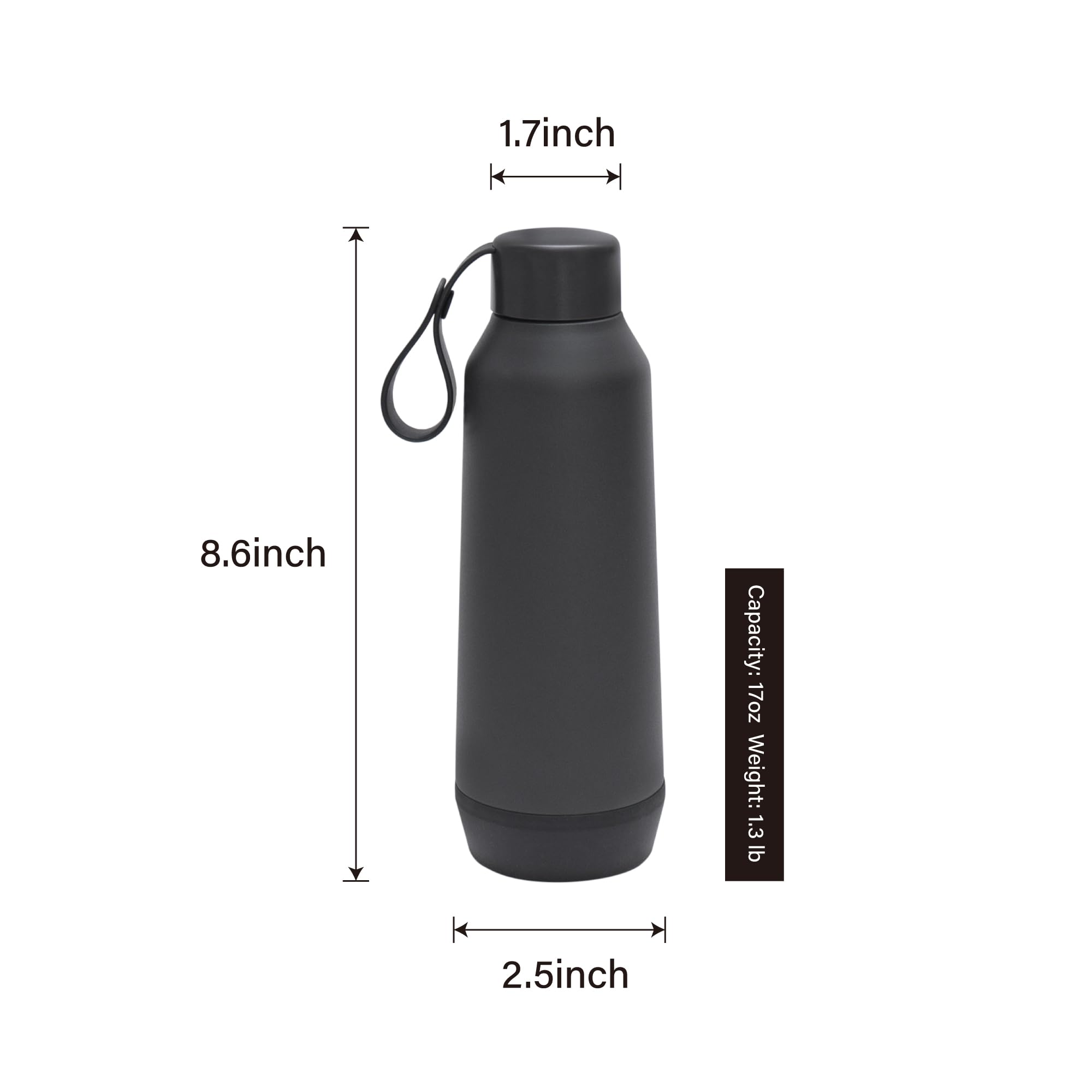 WOKY TIKO 17oz Titanium Ceramic Tumbler - Double-Layer Stainless Steel Insulated Water Bottle, Vacuum Structure Design with Titanium Lid & Silicon Carry Strap - Perfect for Gym, Travel & Everyday Use