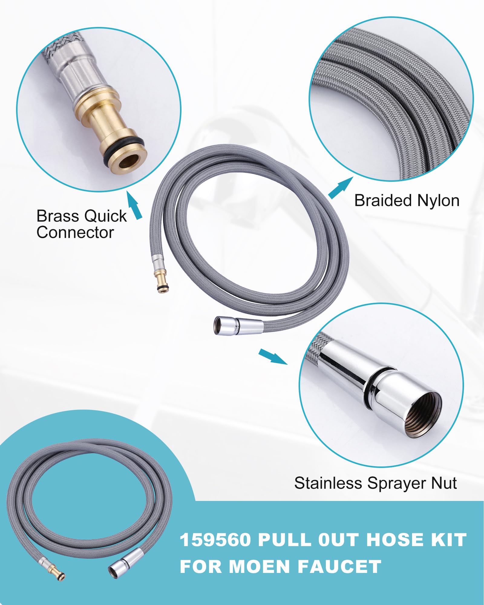 Replacement Hose Kit for Moen Kitchen Pull Out Faucet(Pullout 159560)