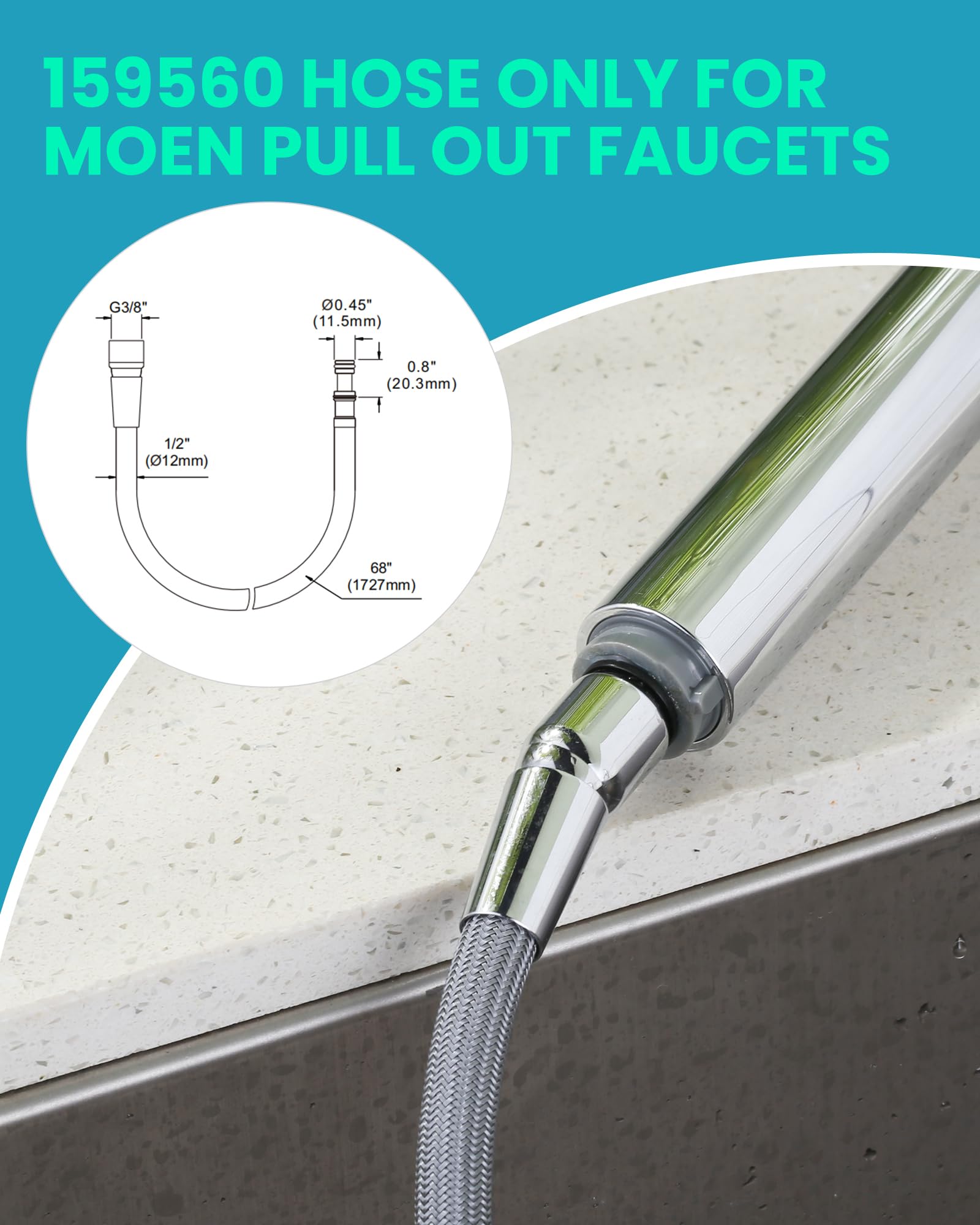 Replacement Hose Kit for Moen Kitchen Pull Out Faucet(Pullout 159560)